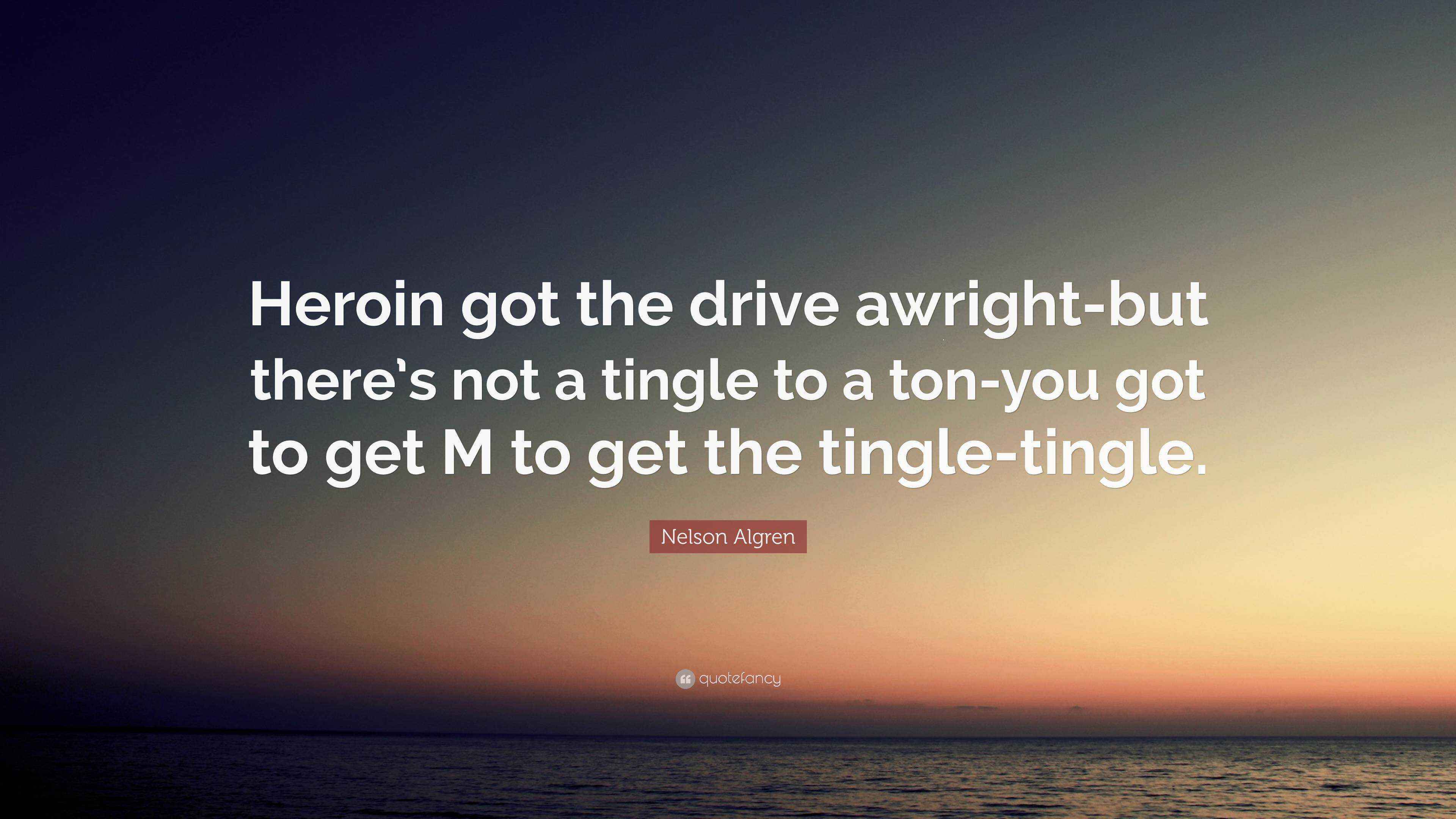 Nelson Algren Quote: “Heroin got the drive awright-but there’s not a ...