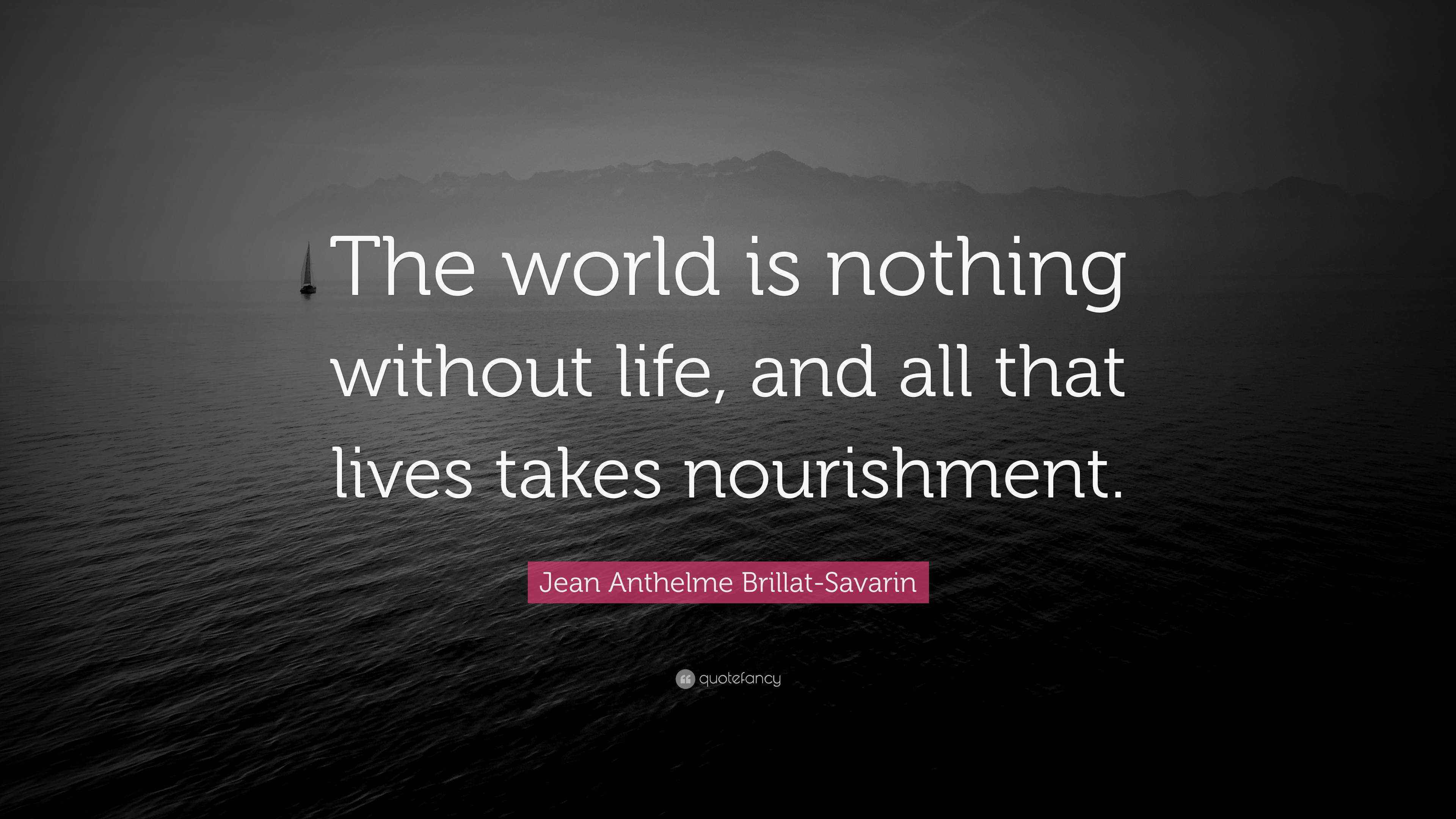 Jean Anthelme Brillat-Savarin Quote: “The world is nothing without life ...