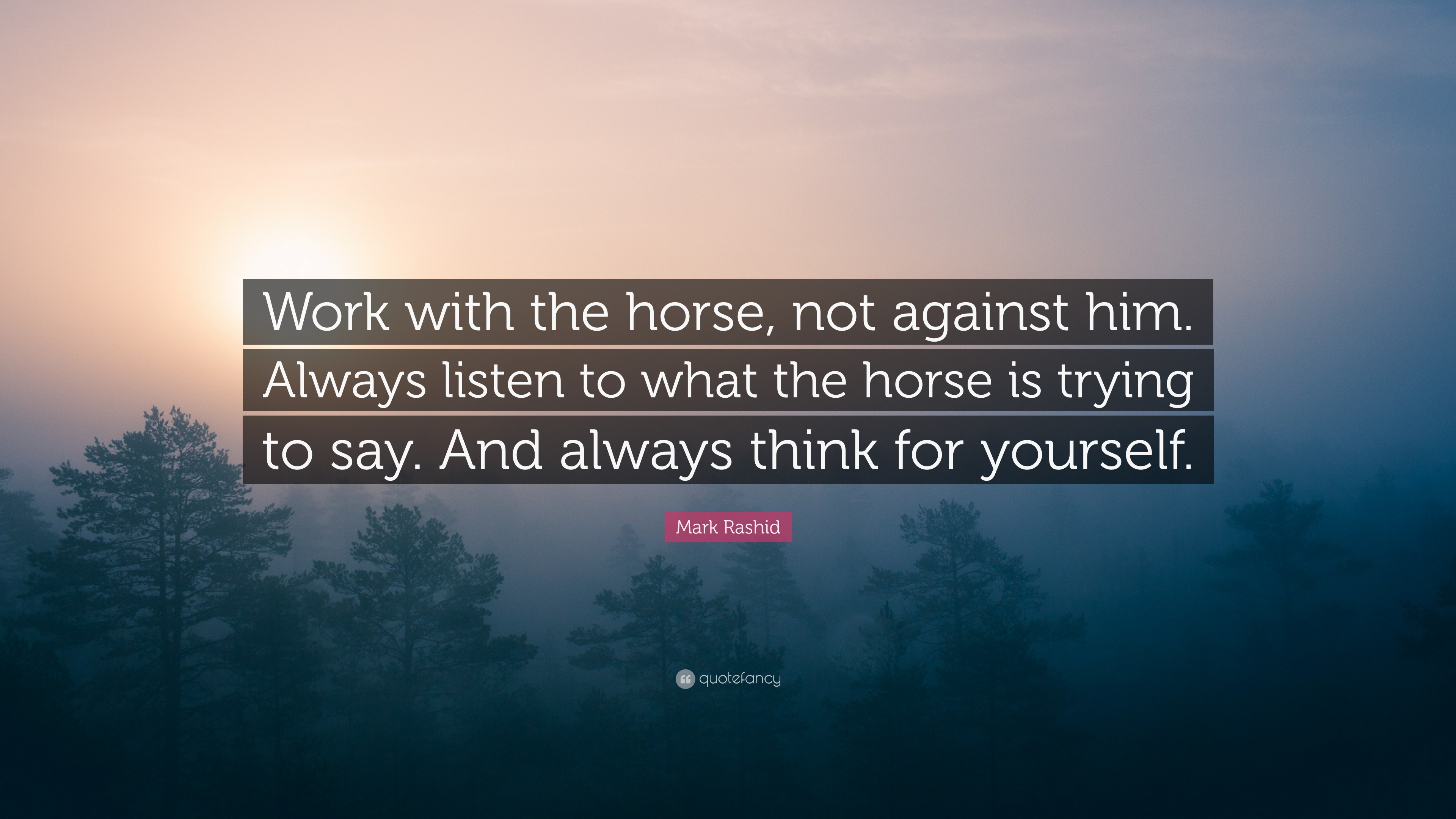 Mark Rashid Quote: “Work with the horse, not against him. Always listen ...