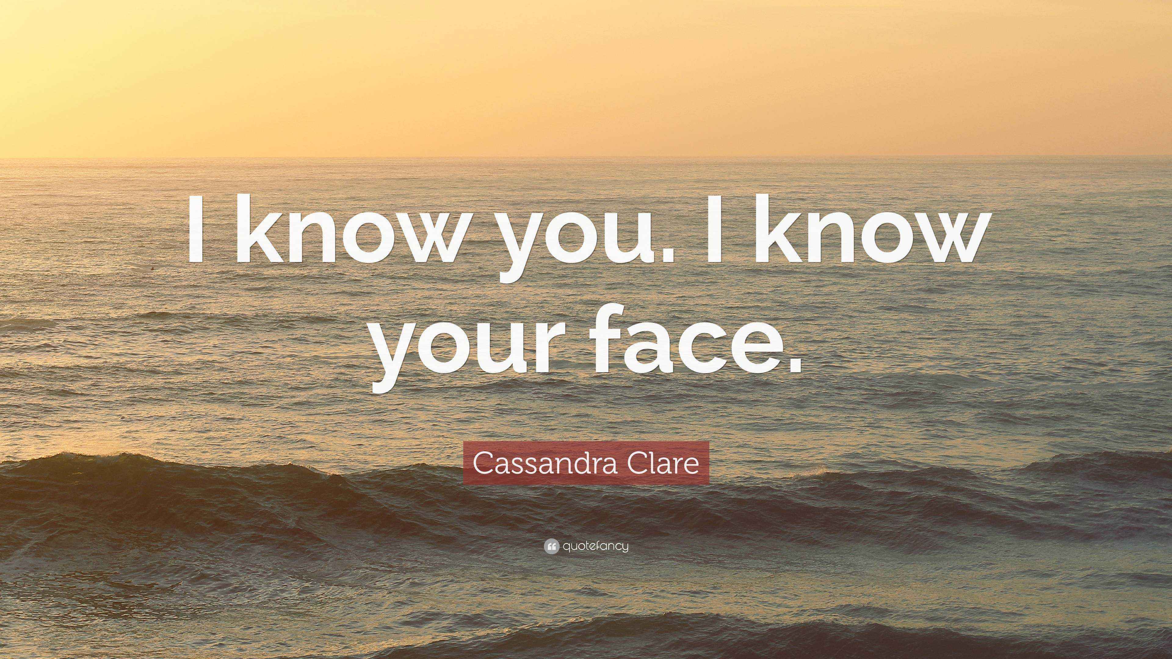 Cassandra Clare Quote: “I know you. I know your face.”