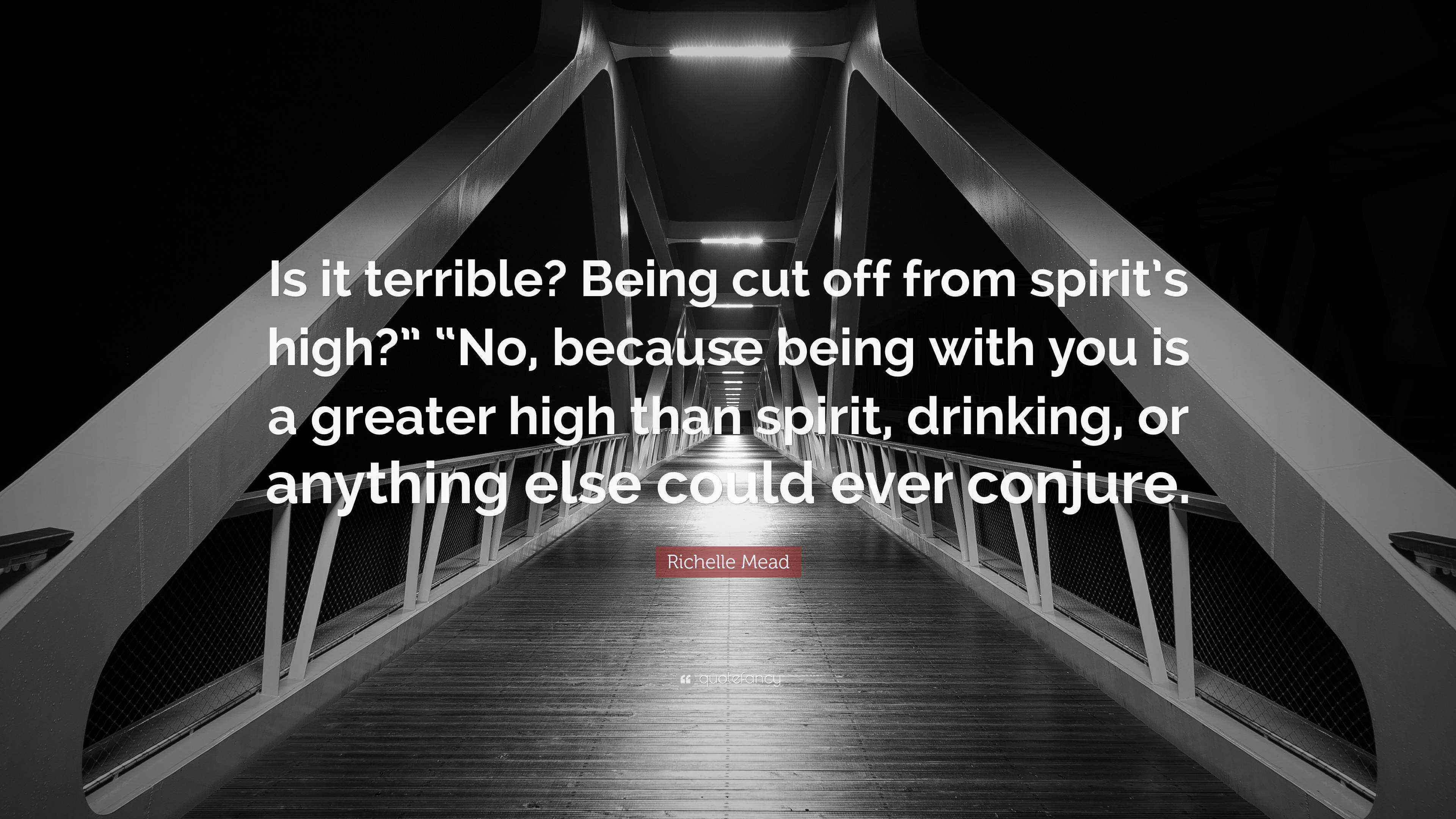 Richelle Mead Quote: “Is it terrible? Being cut off from spirit’s high ...