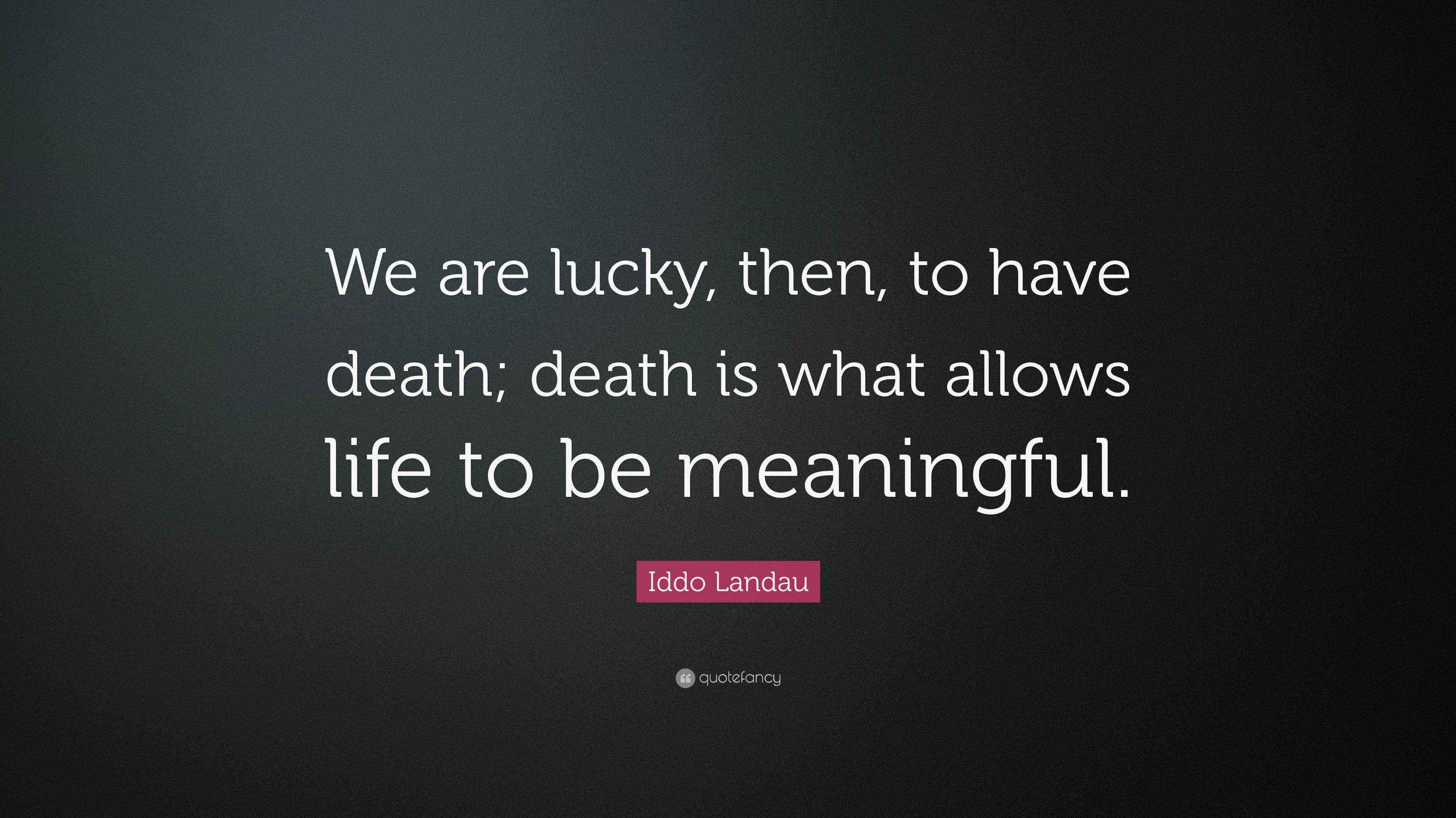 Iddo Landau Quote: “We are lucky, then, to have death; death is what ...