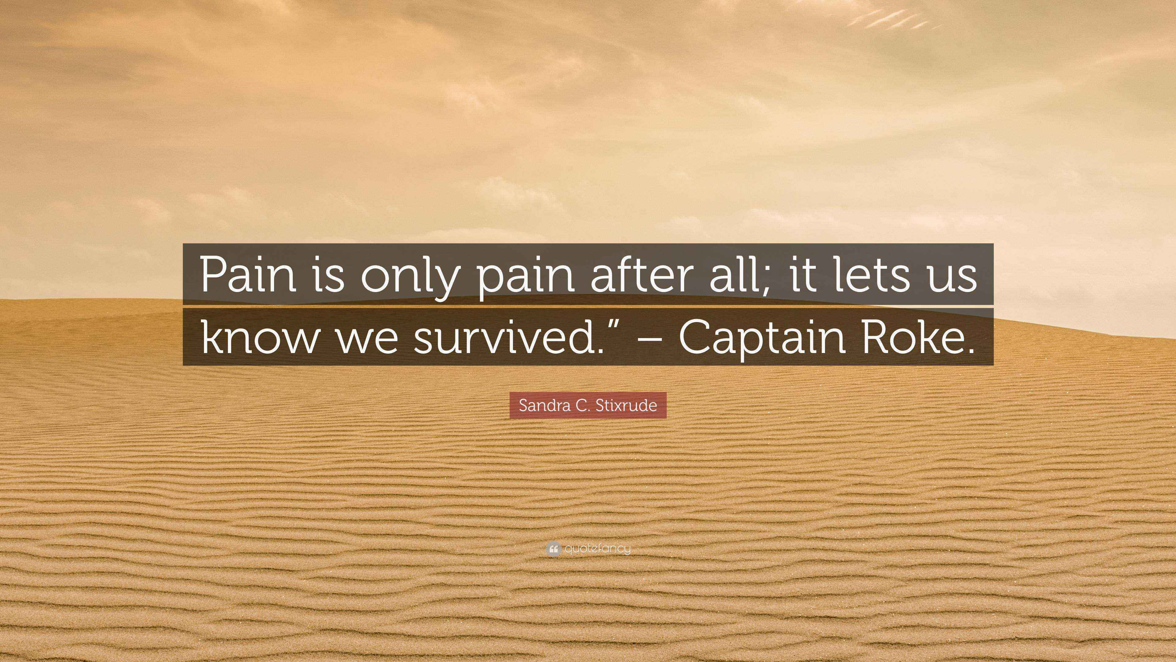Sandra C. Stixrude Quote: “Pain is only pain after all; it lets us know ...