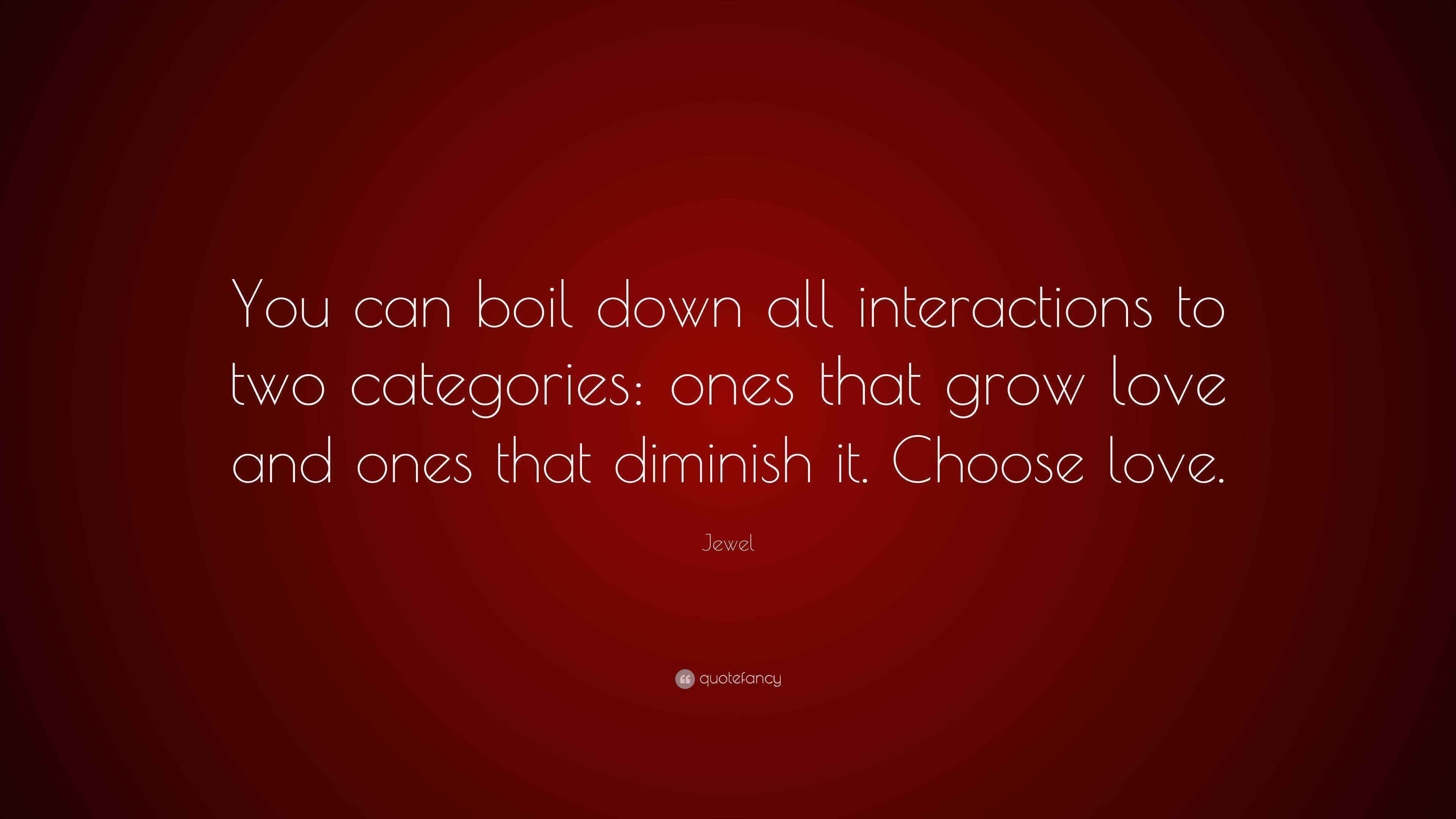 Jewel Quote: “You can boil down all interactions to two categories ...