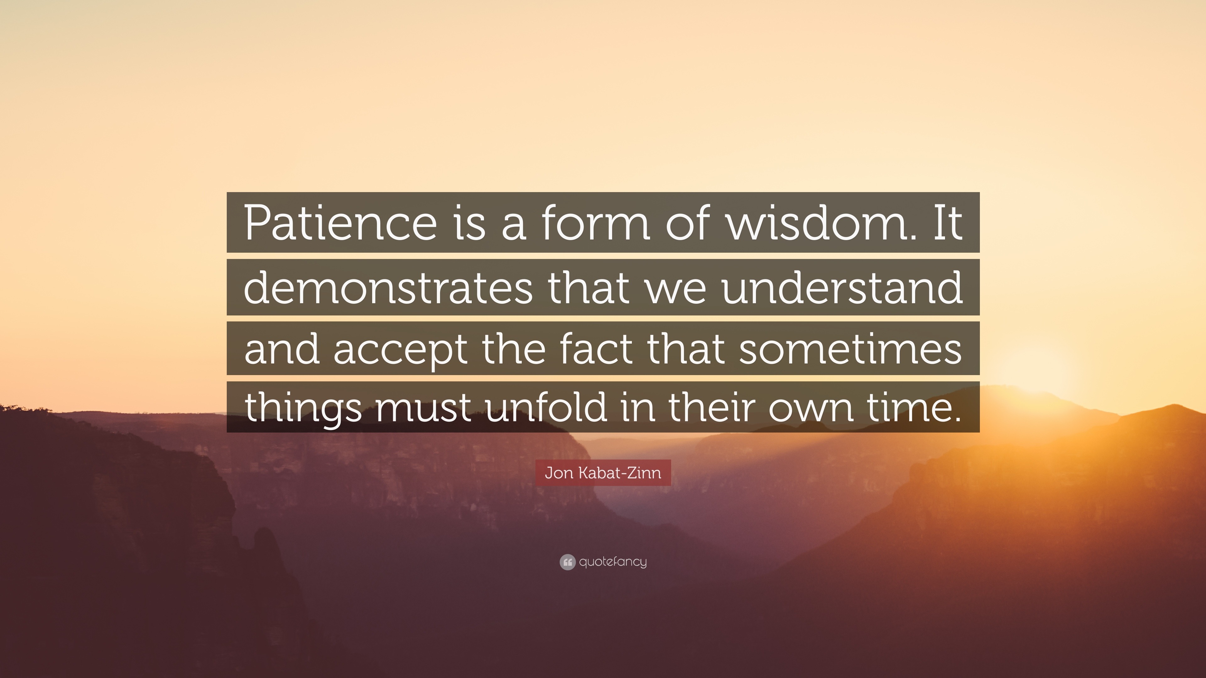 Jon Kabat-Zinn Quote: “Patience is a form of wisdom. It demonstrates ...