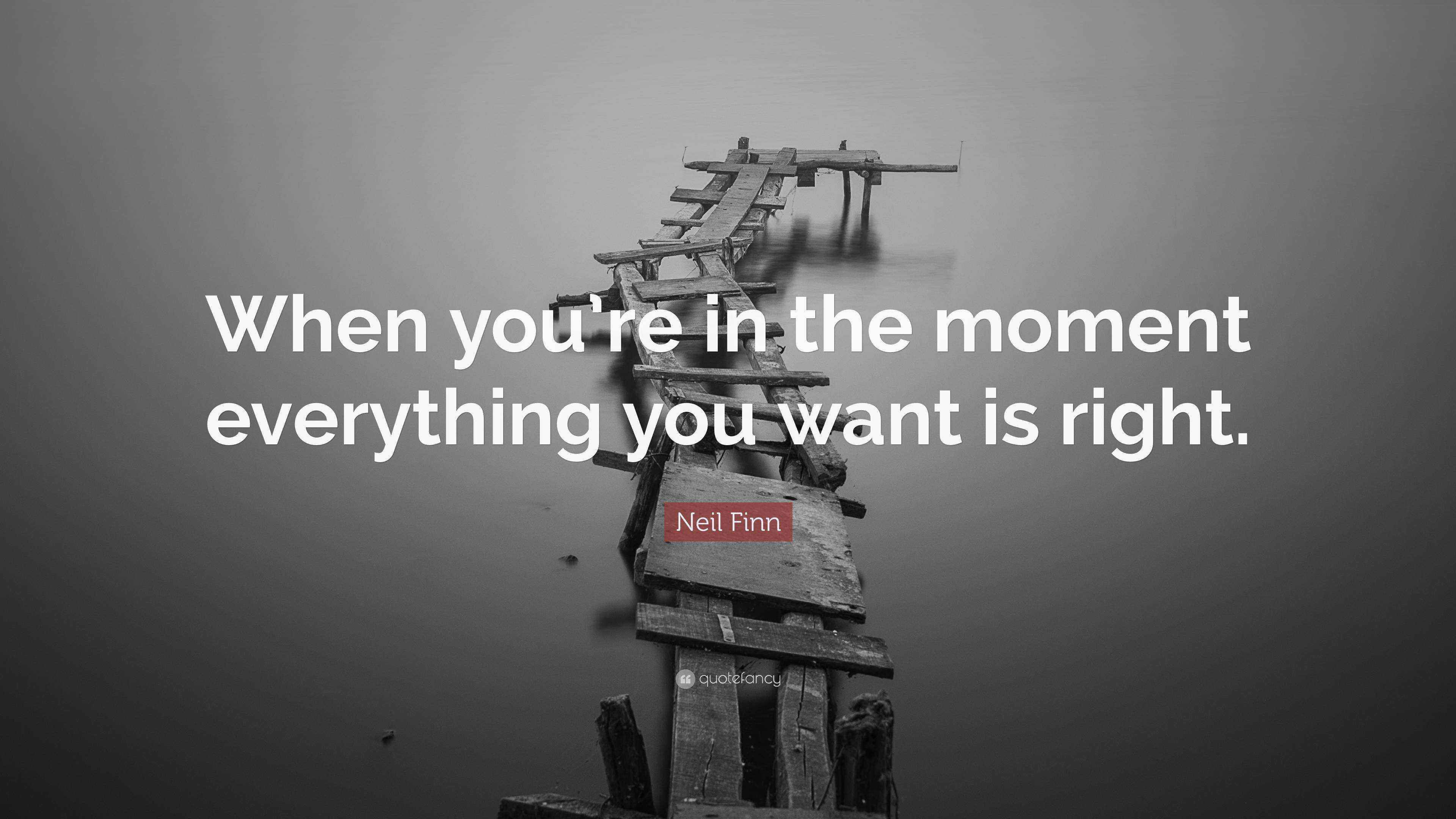 Neil Finn Quote: “When you’re in the moment everything you want is right.”