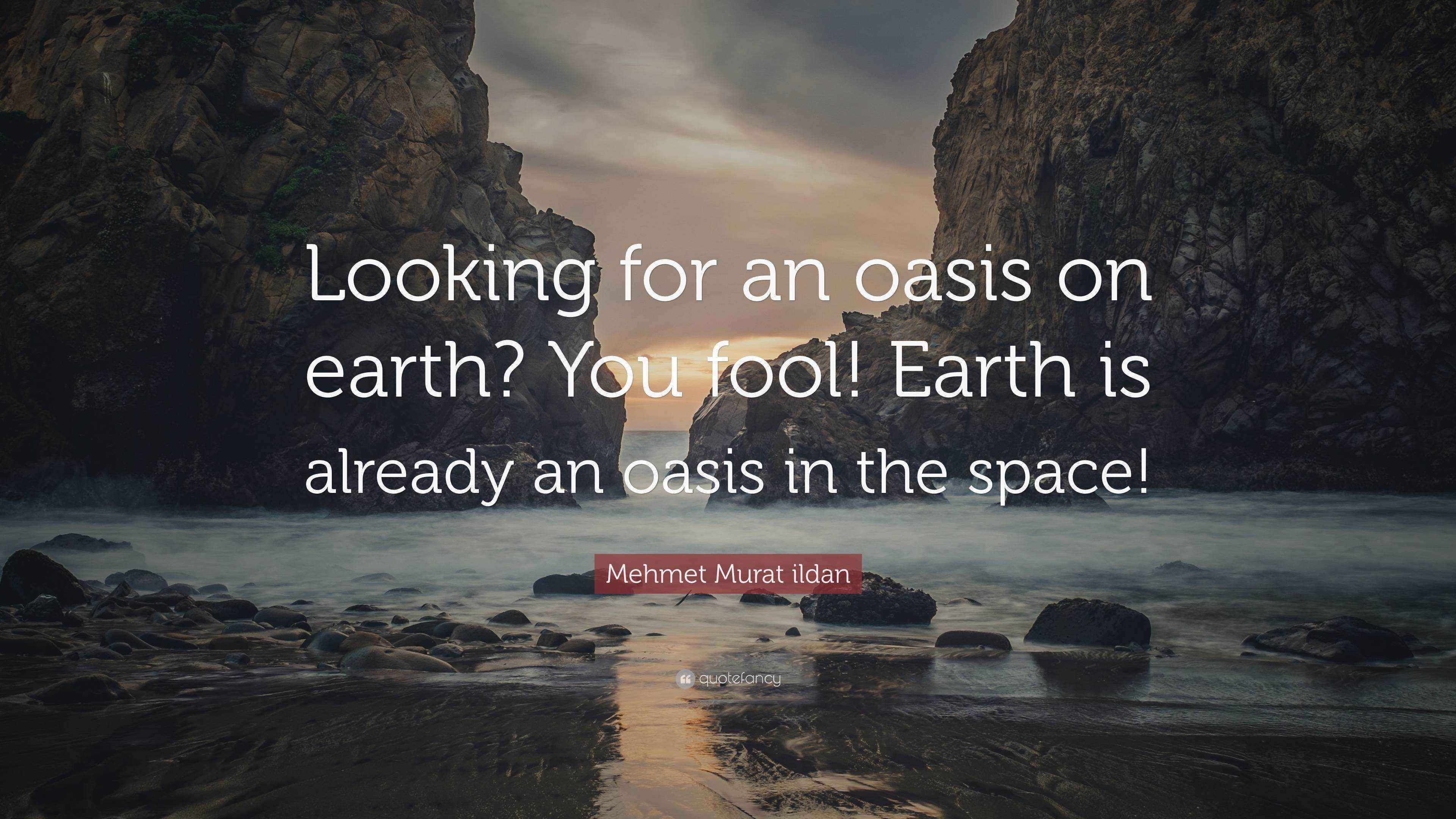 Mehmet Murat ildan Quote: “Looking for an oasis on earth? You fool ...