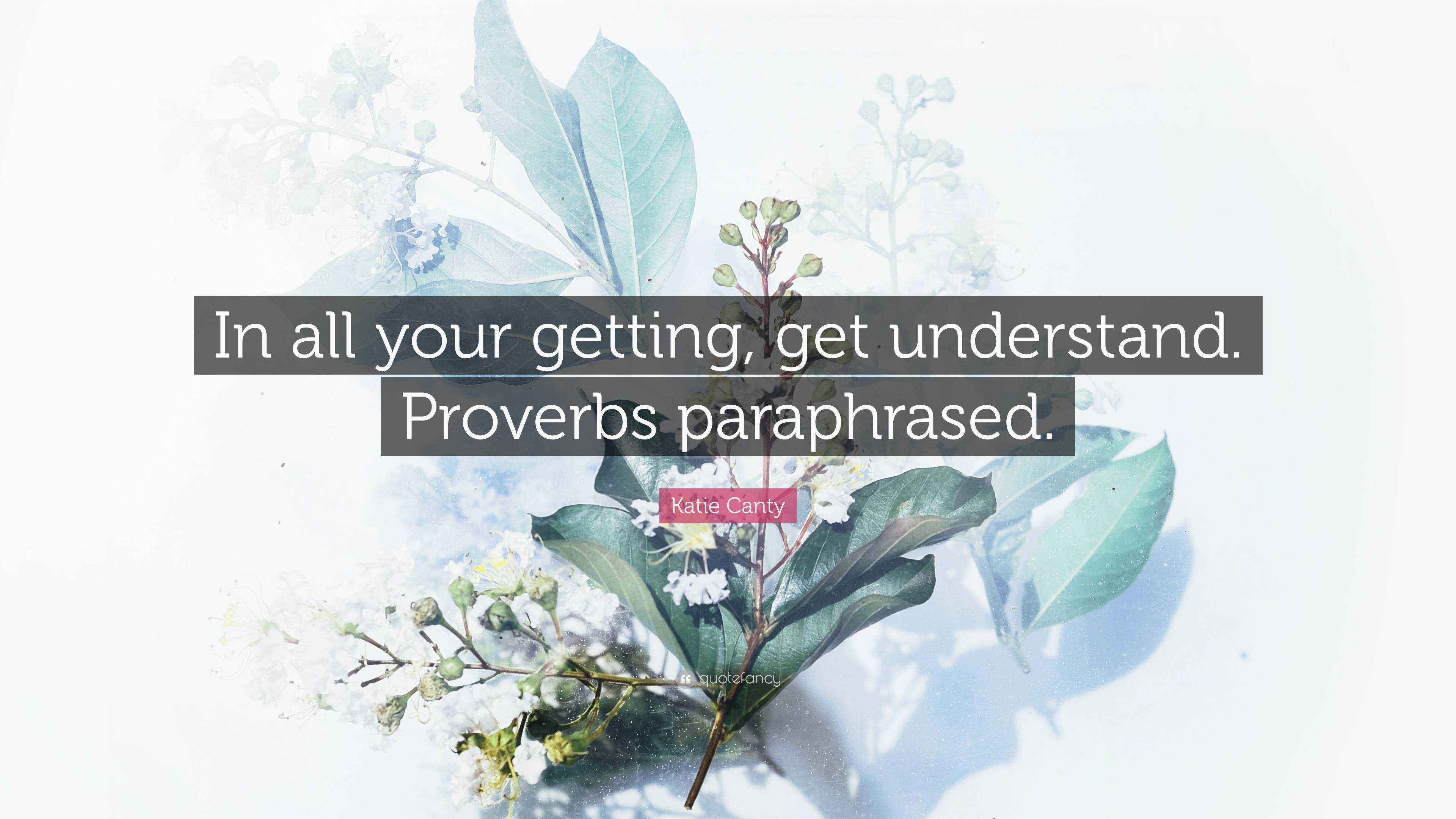 Katie Canty Quote: “In all your getting, get understand. Proverbs ...