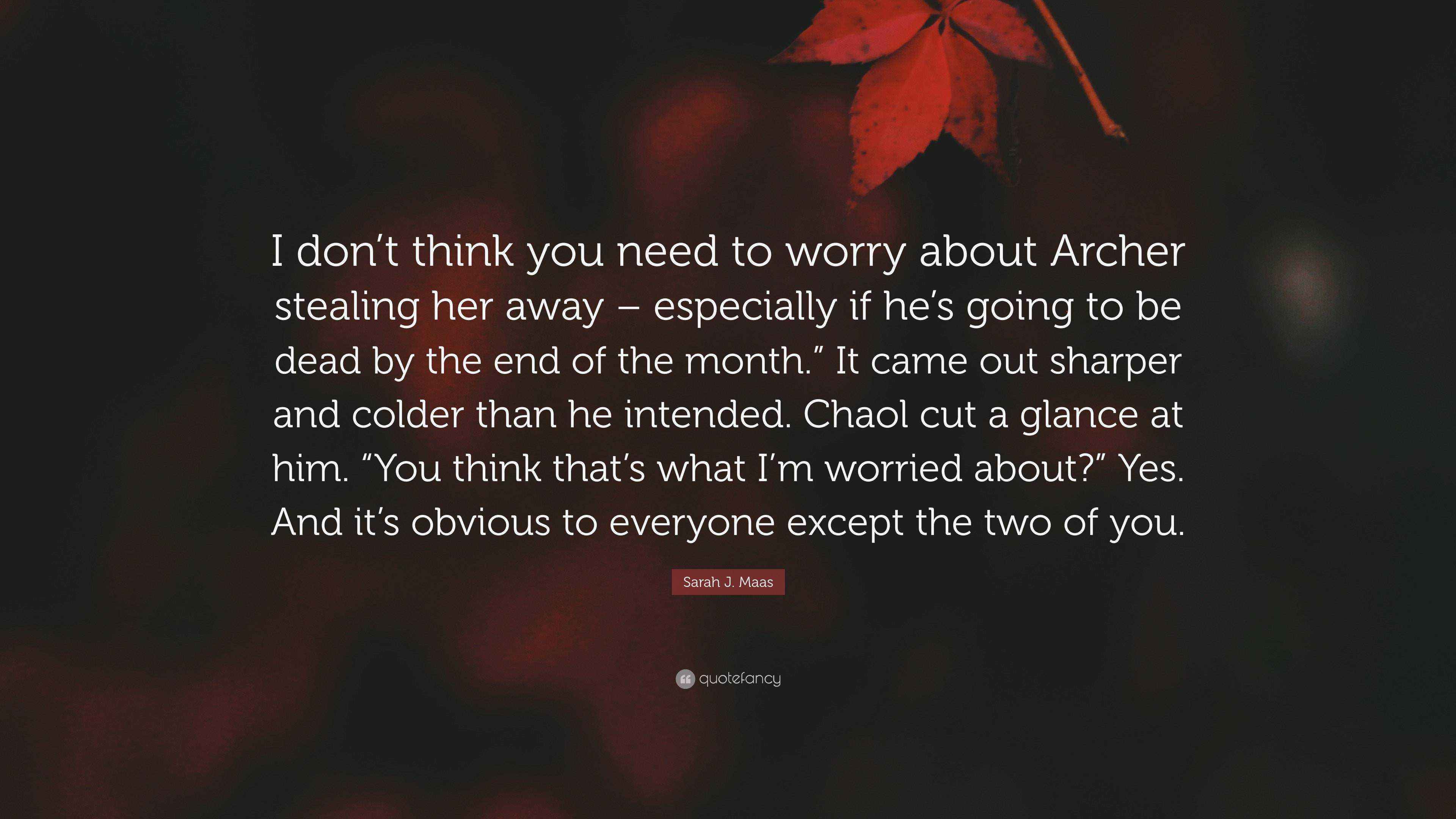 Sarah J. Maas Quote: “I don’t think you need to worry about Archer ...