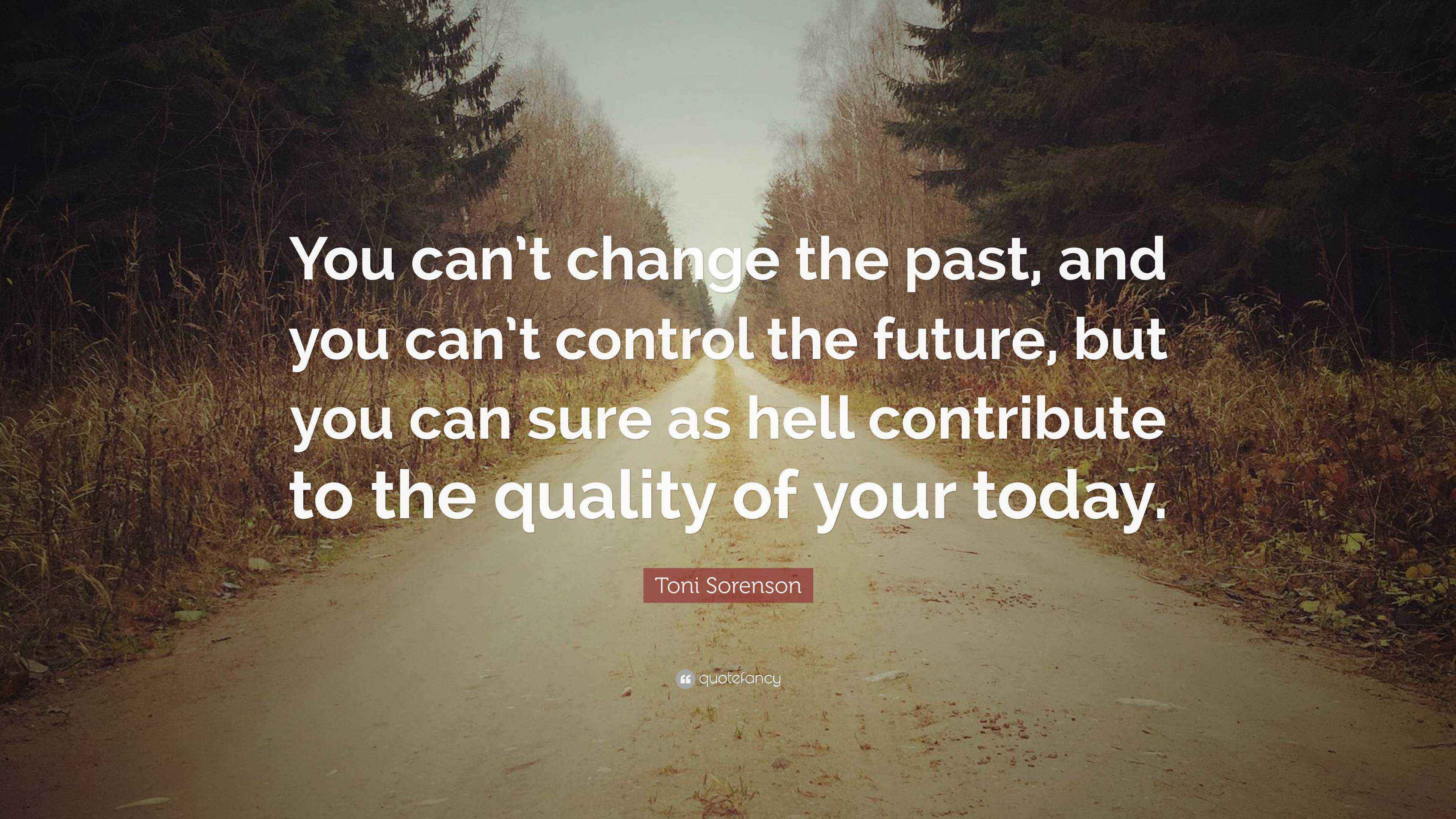 Toni Sorenson Quote: “You can’t change the past, and you can’t control ...