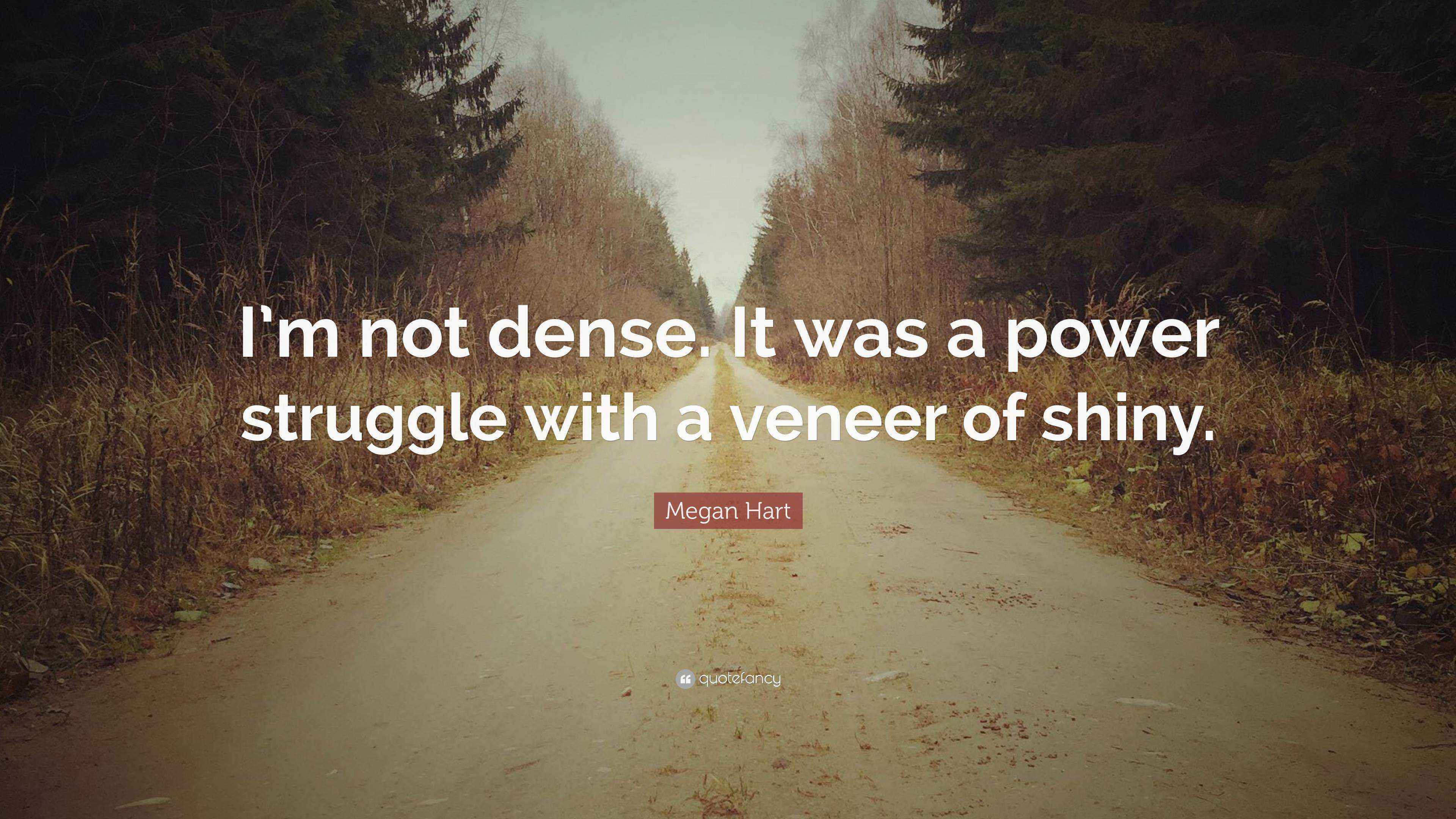 Megan Hart Quote: “I’m not dense. It was a power struggle with a veneer ...