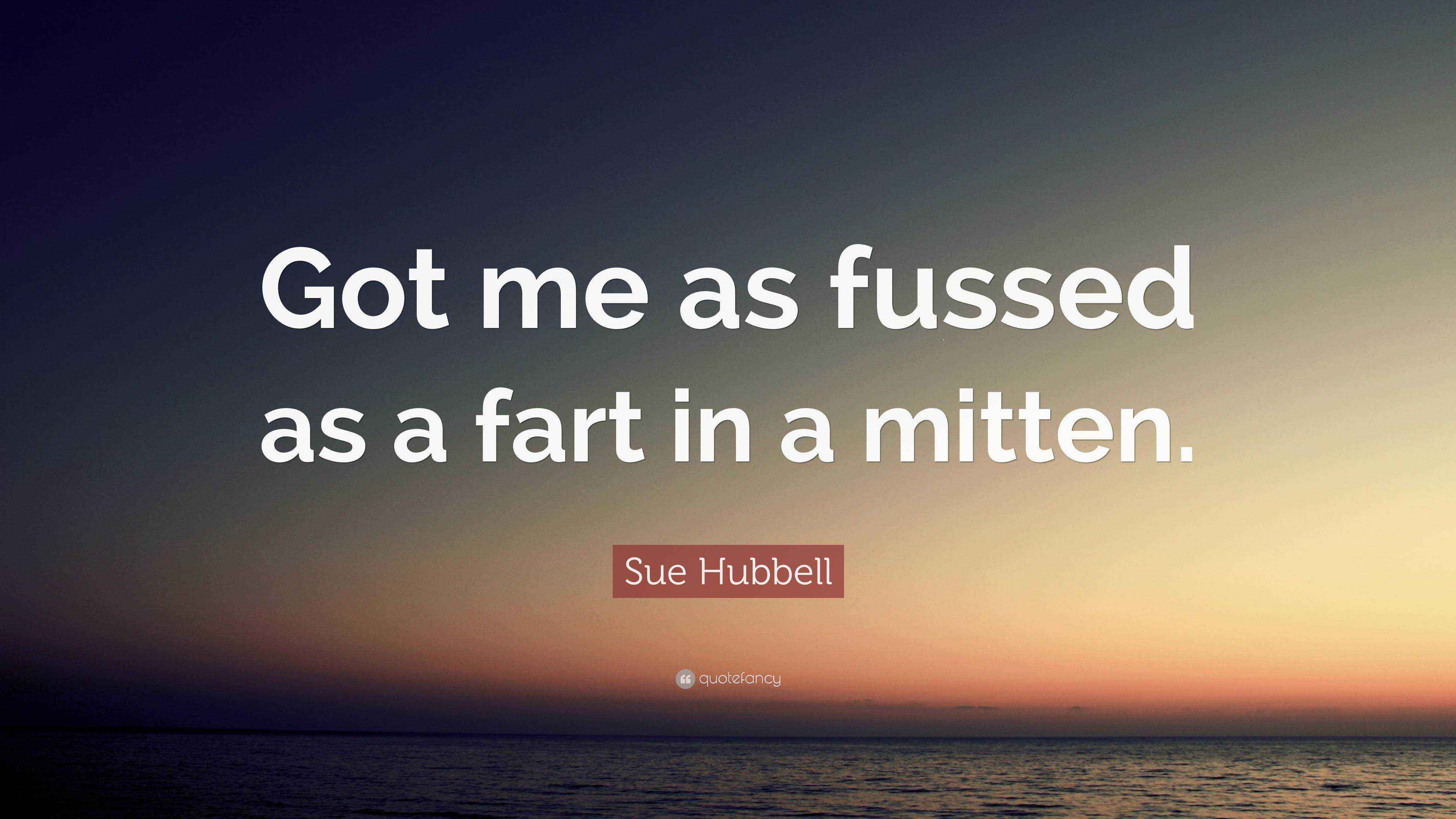 Sue Hubbell Quote: “Got me as fussed as a fart in a mitten.”