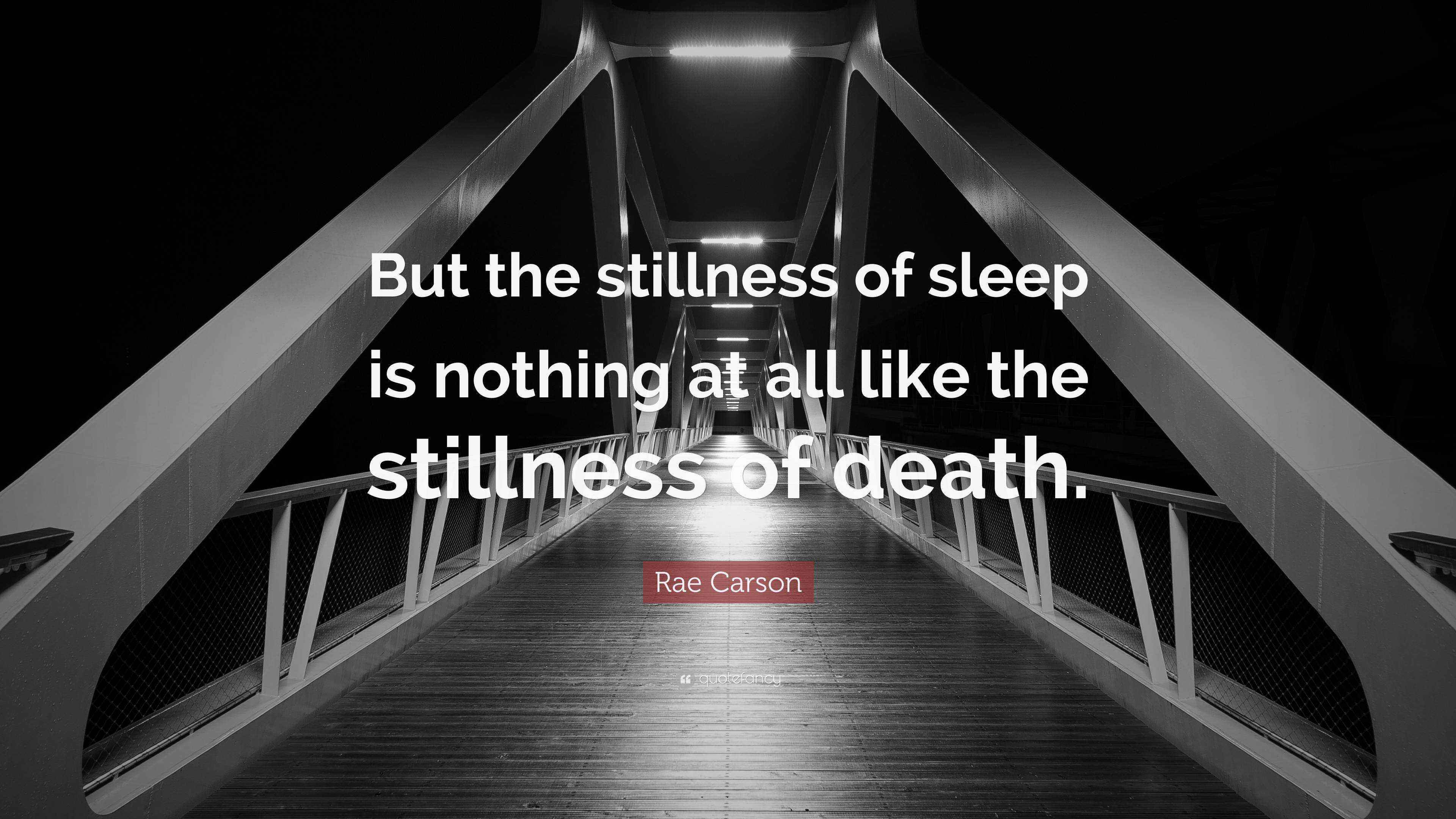 Rae Carson Quote: “But the stillness of sleep is nothing at all like ...
