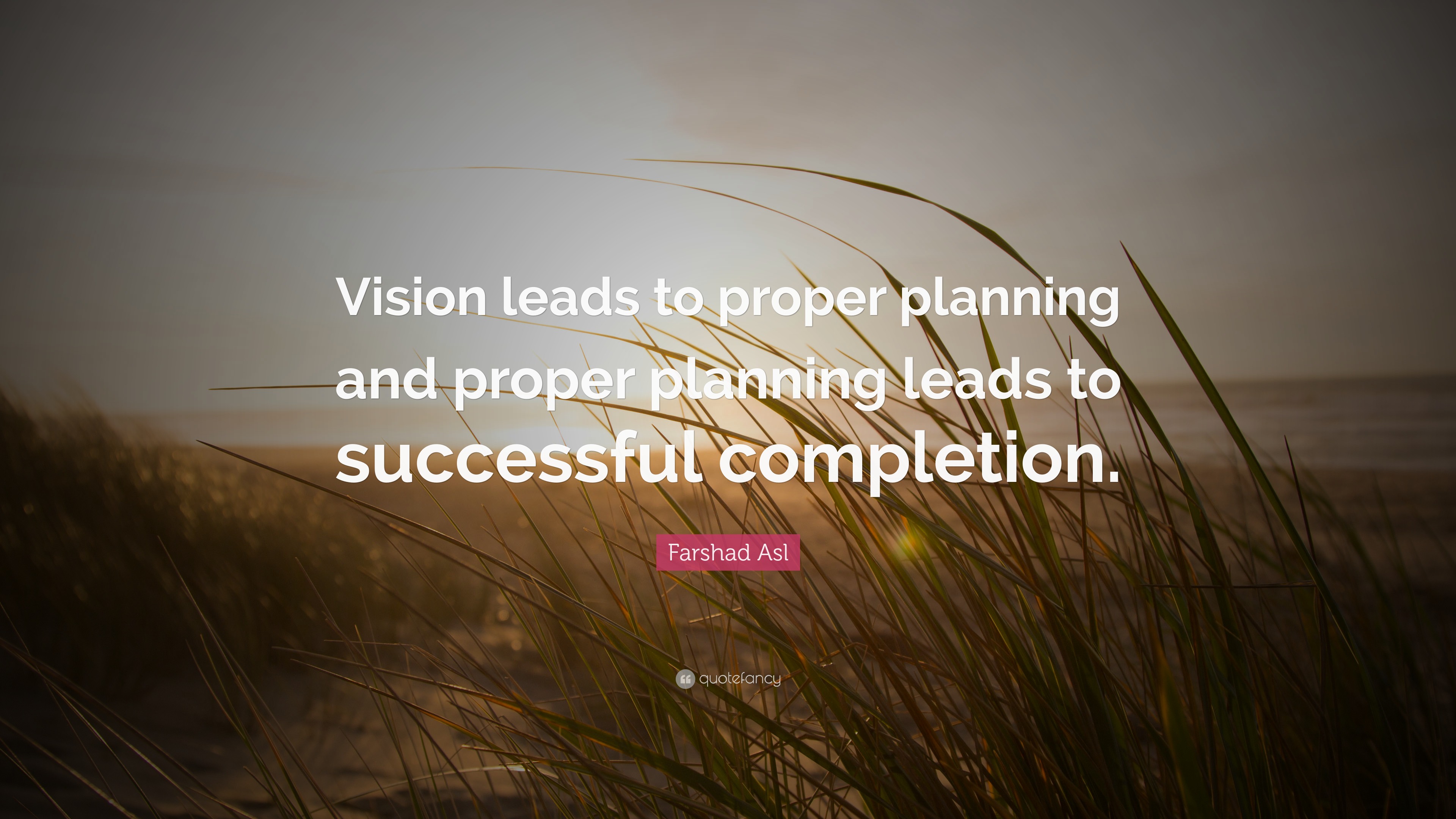 Farshad Asl Quote: “Vision leads to proper planning and proper planning ...