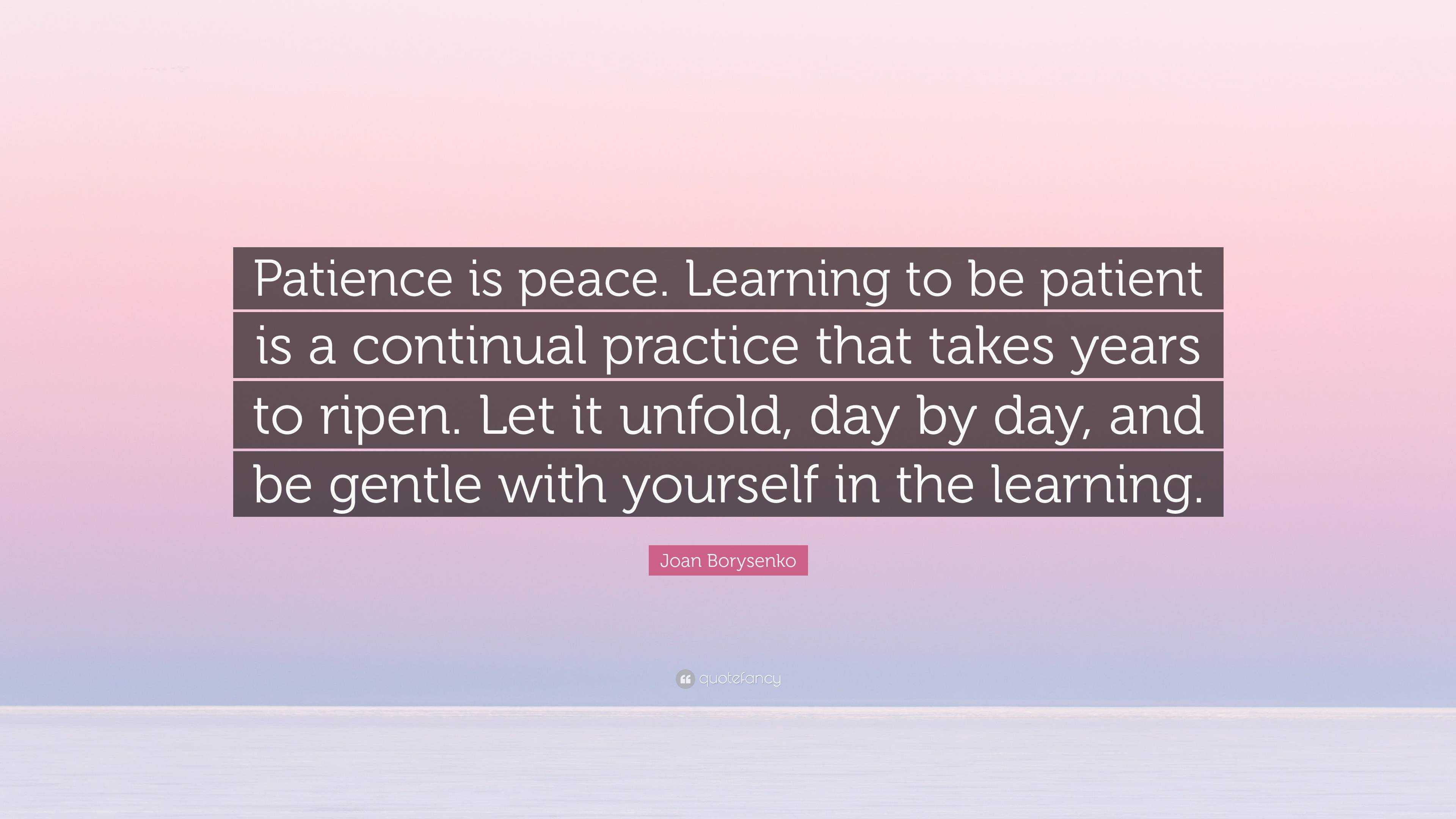 Joan Borysenko Quote: “Patience is peace. Learning to be patient is a ...