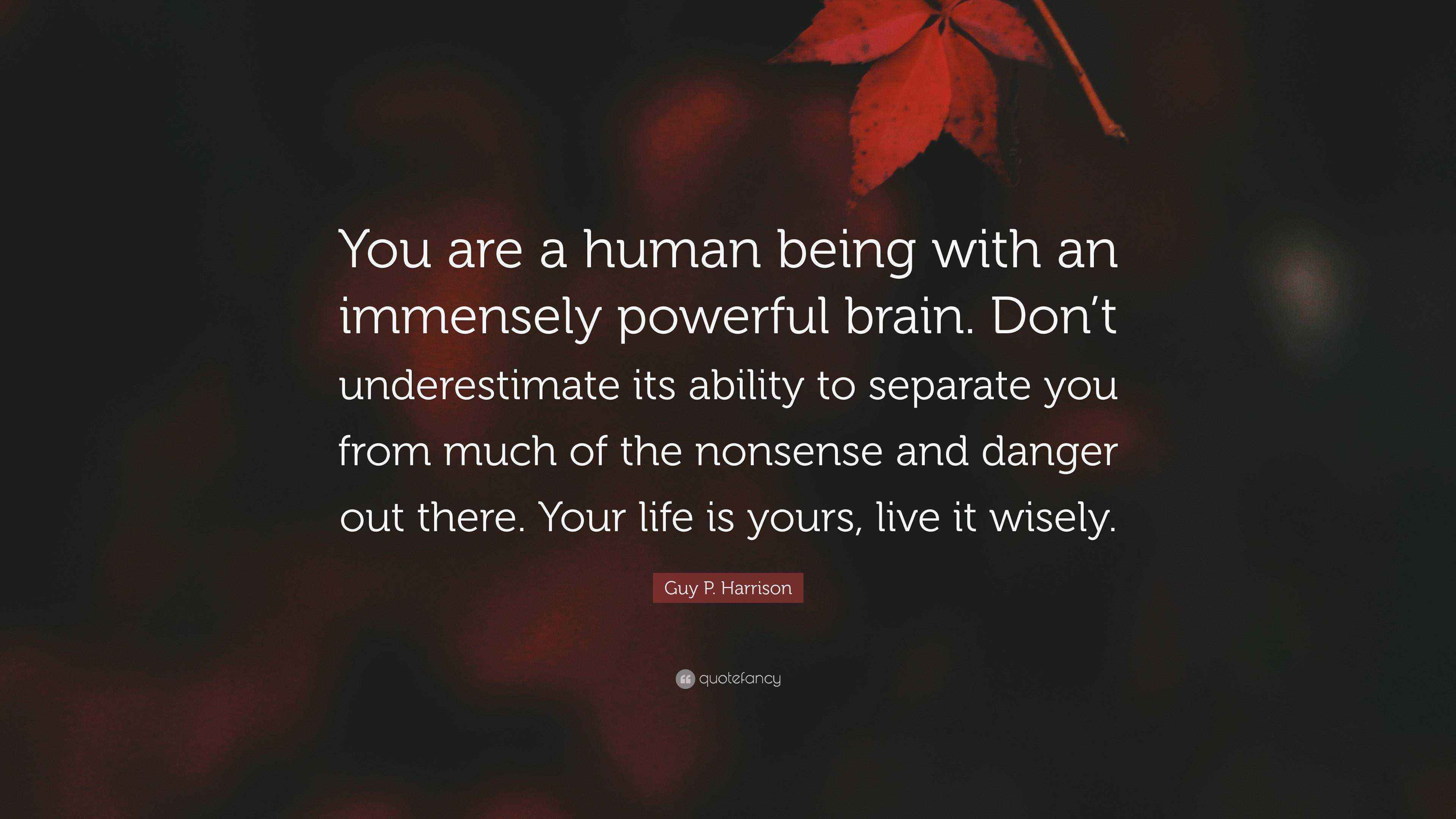 Guy P. Harrison Quote: “You are a human being with an immensely ...