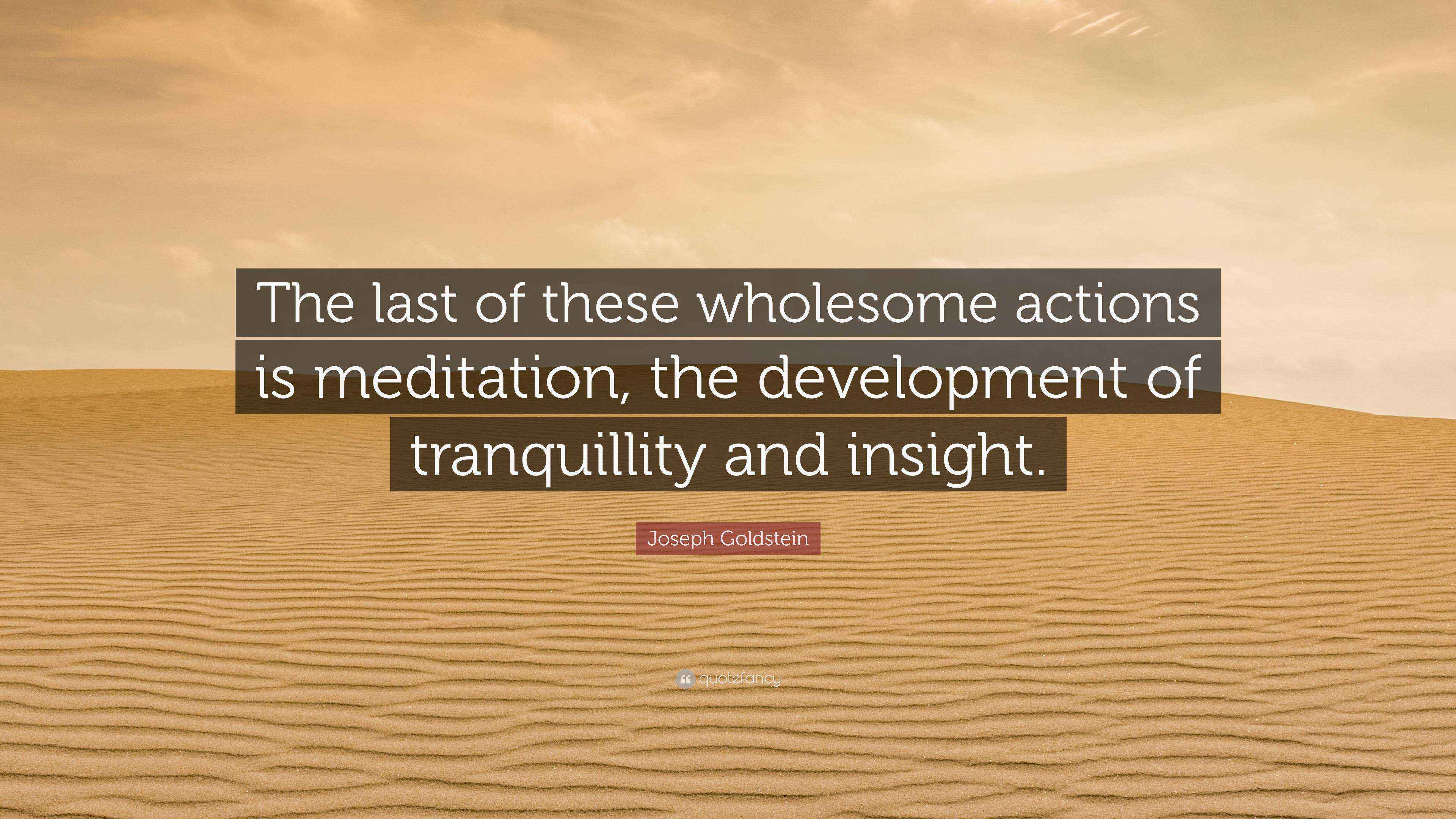 Joseph Goldstein Quote: “The last of these wholesome actions is ...