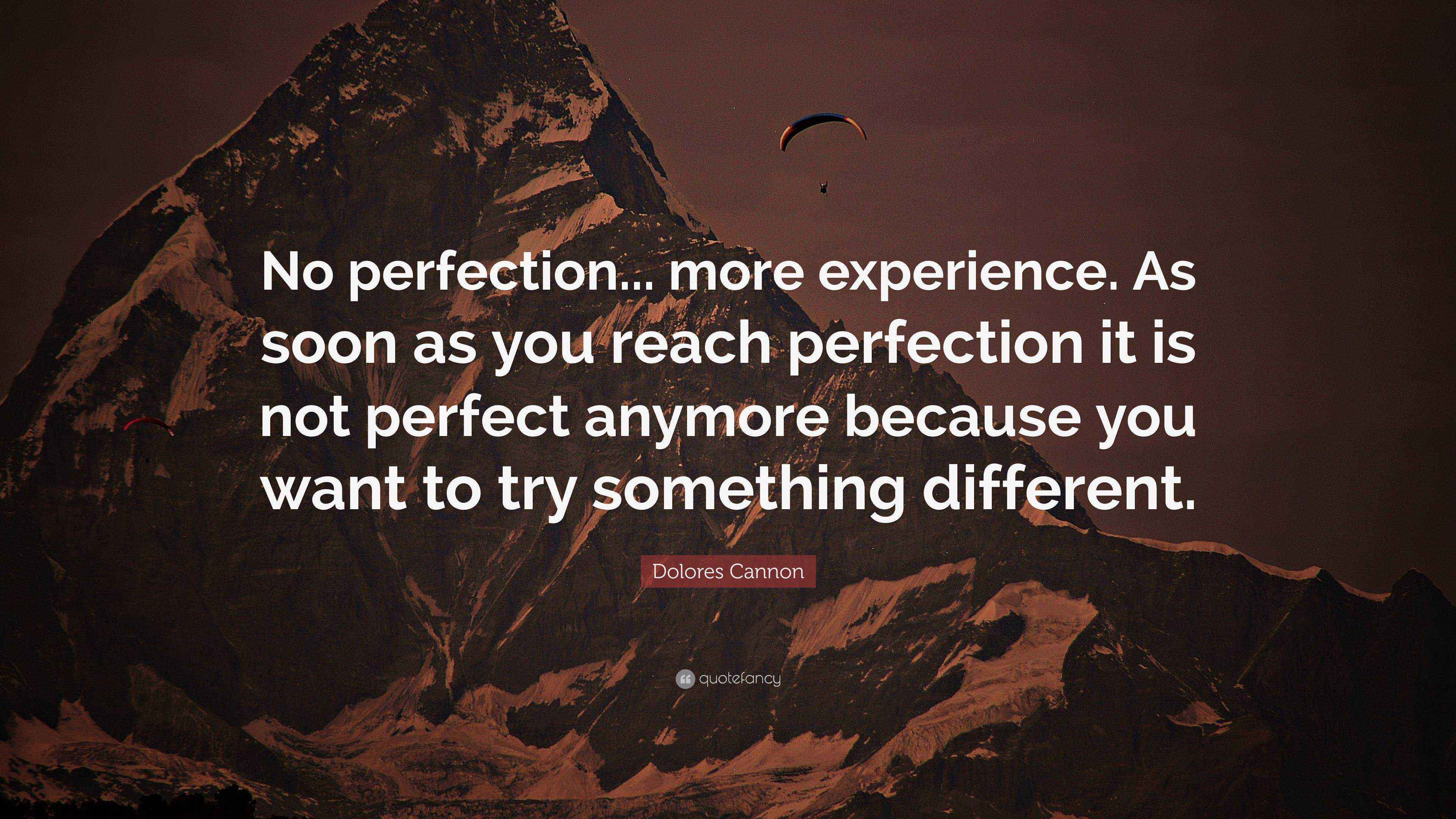 Dolores Cannon Quote: “No perfection... more experience. As soon as you ...