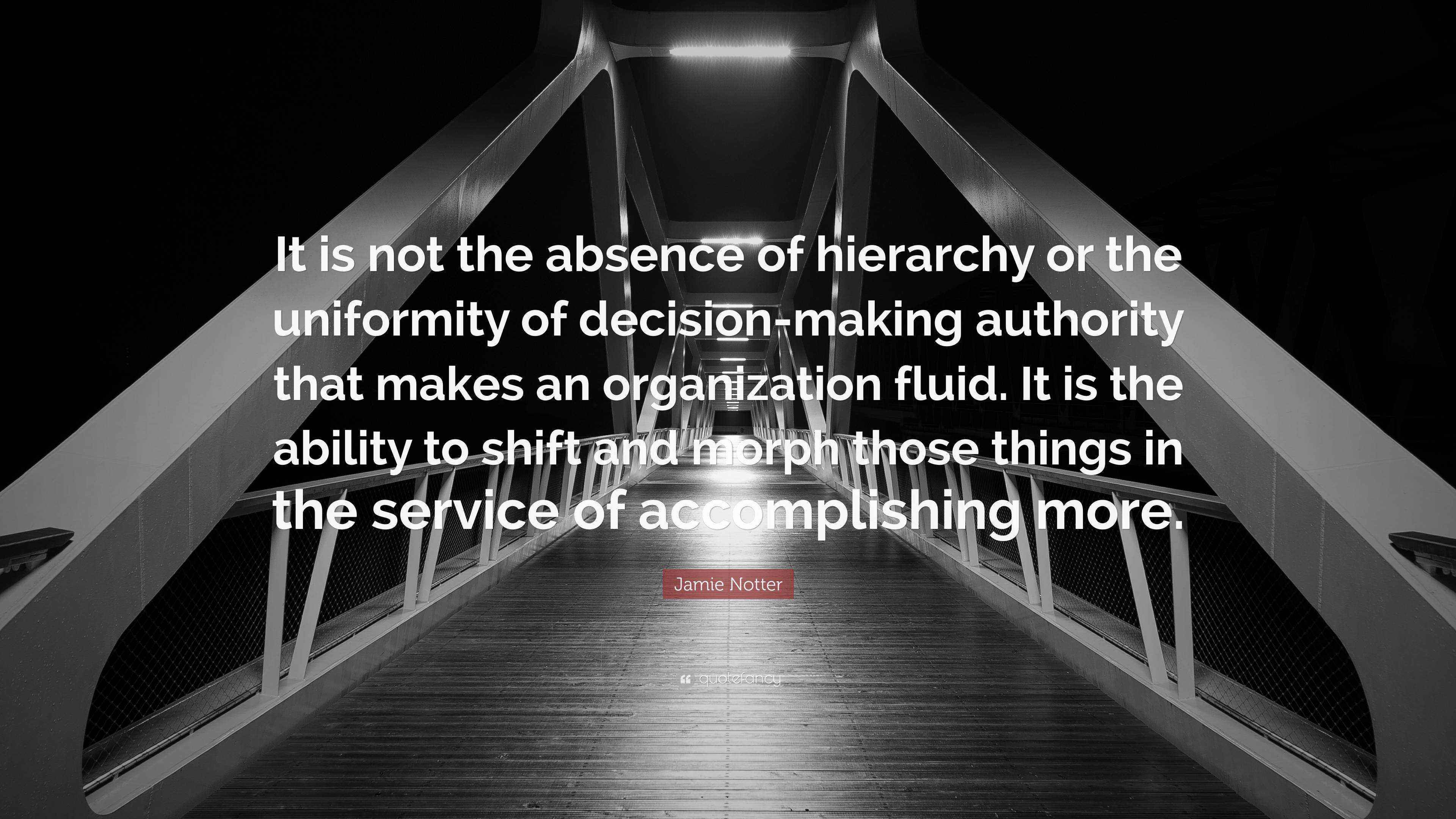 Jamie Notter Quote: “It is not the absence of hierarchy or the ...