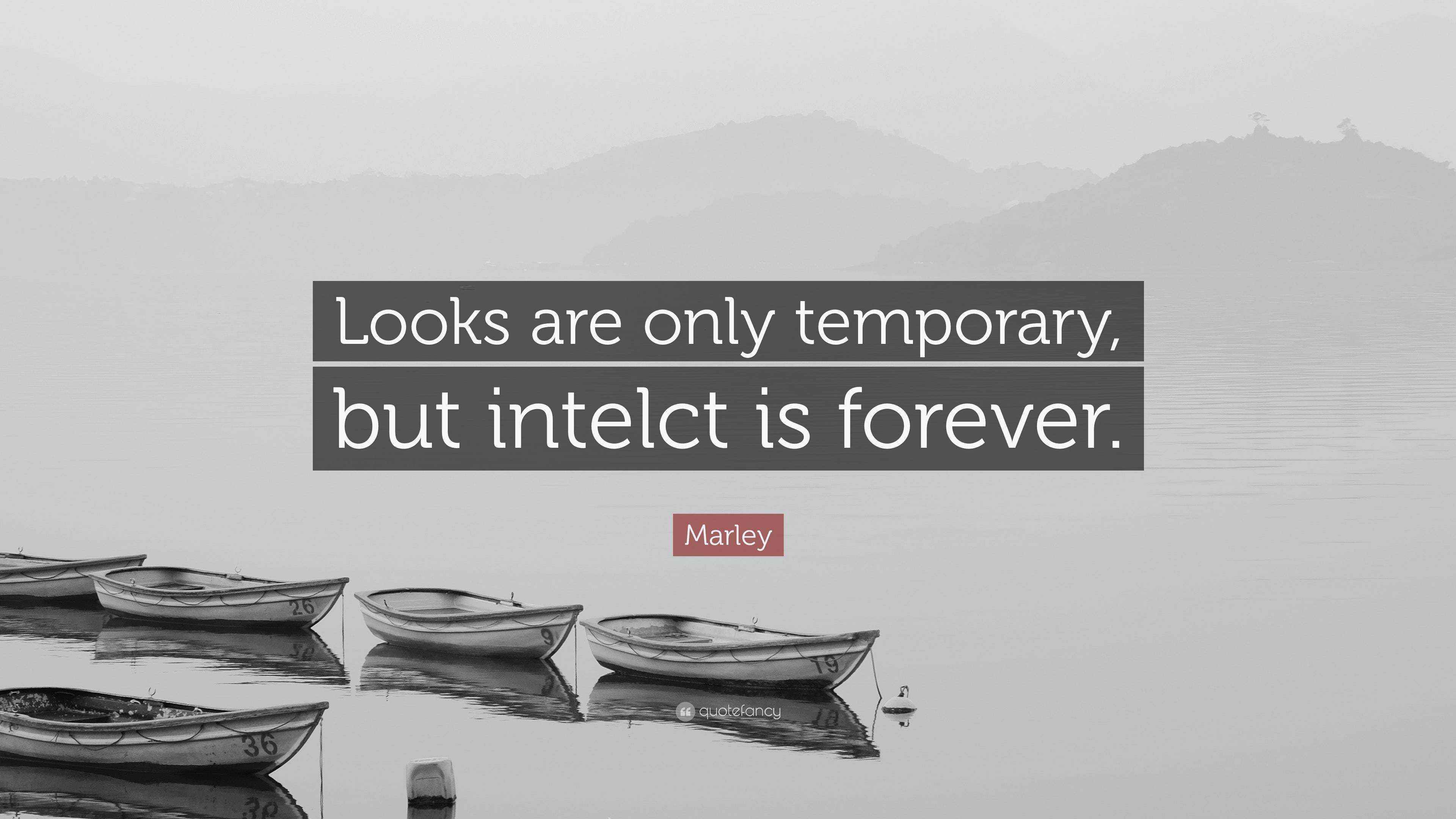 Marley Quote: “Looks are only temporary, but intelct is forever.”