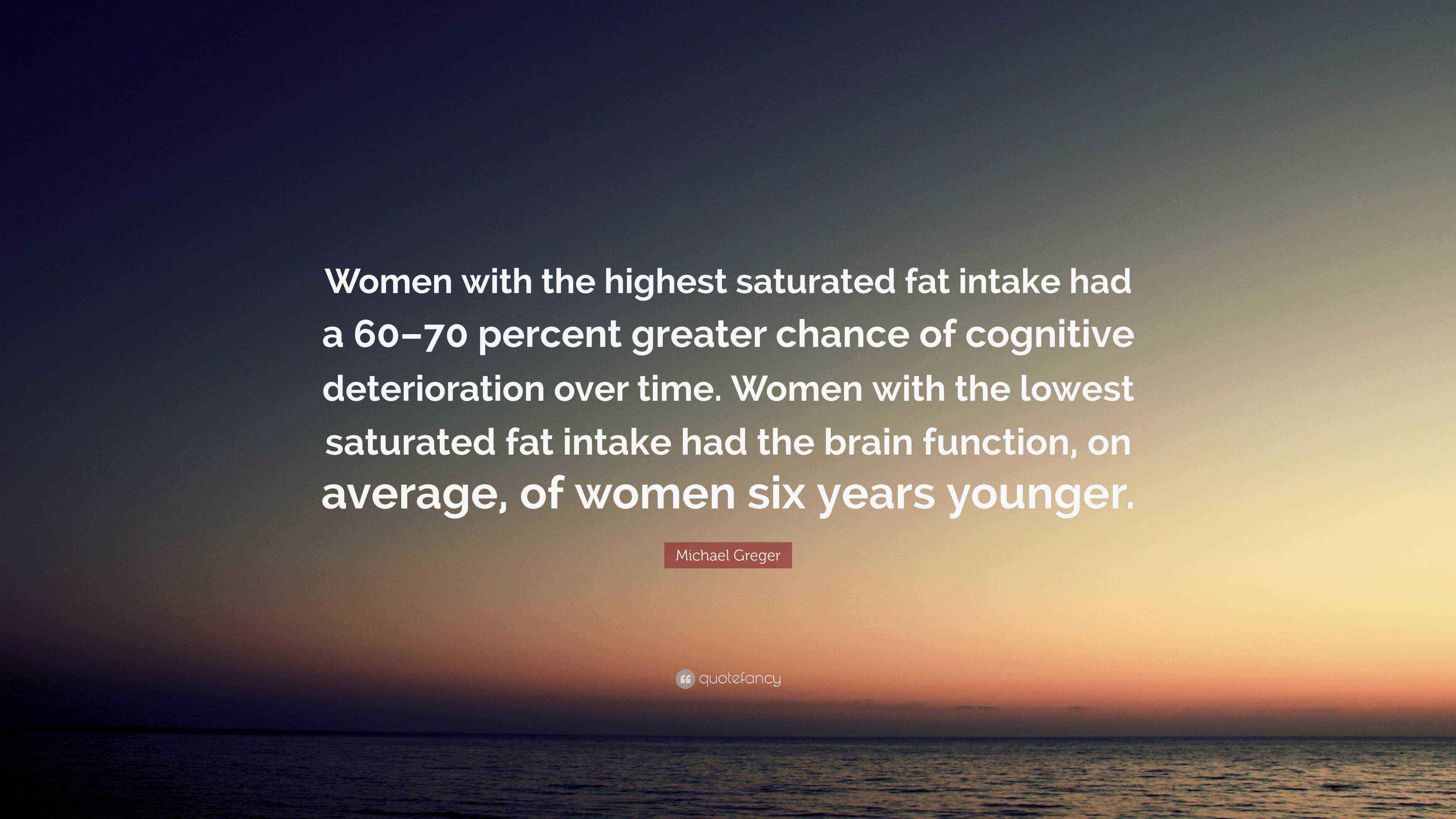 Michael Greger Quote: “Women with the highest saturated fat intake had ...