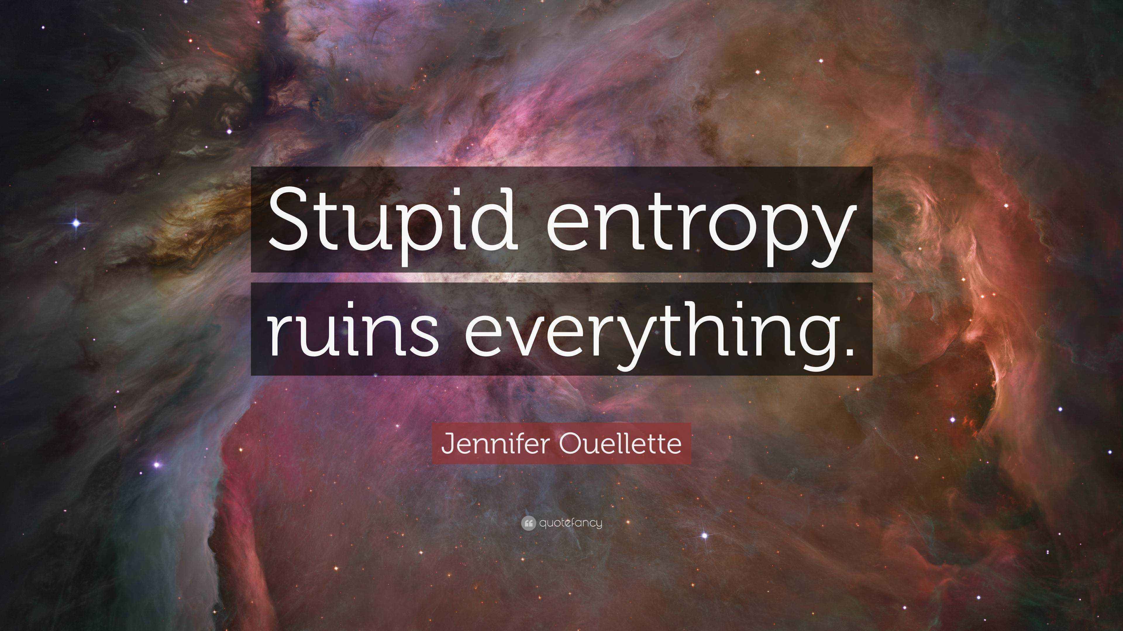 Jennifer Ouellette Quote: “Stupid entropy ruins everything.”