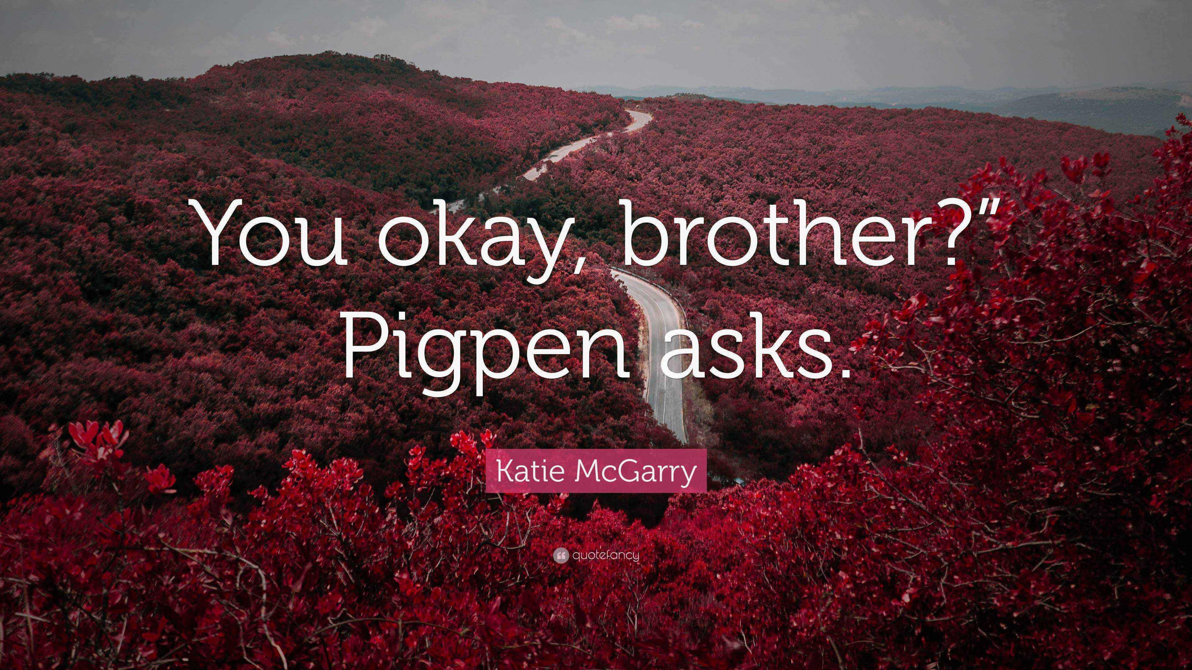 Katie McGarry Quote: “You okay, brother?” Pigpen asks.”