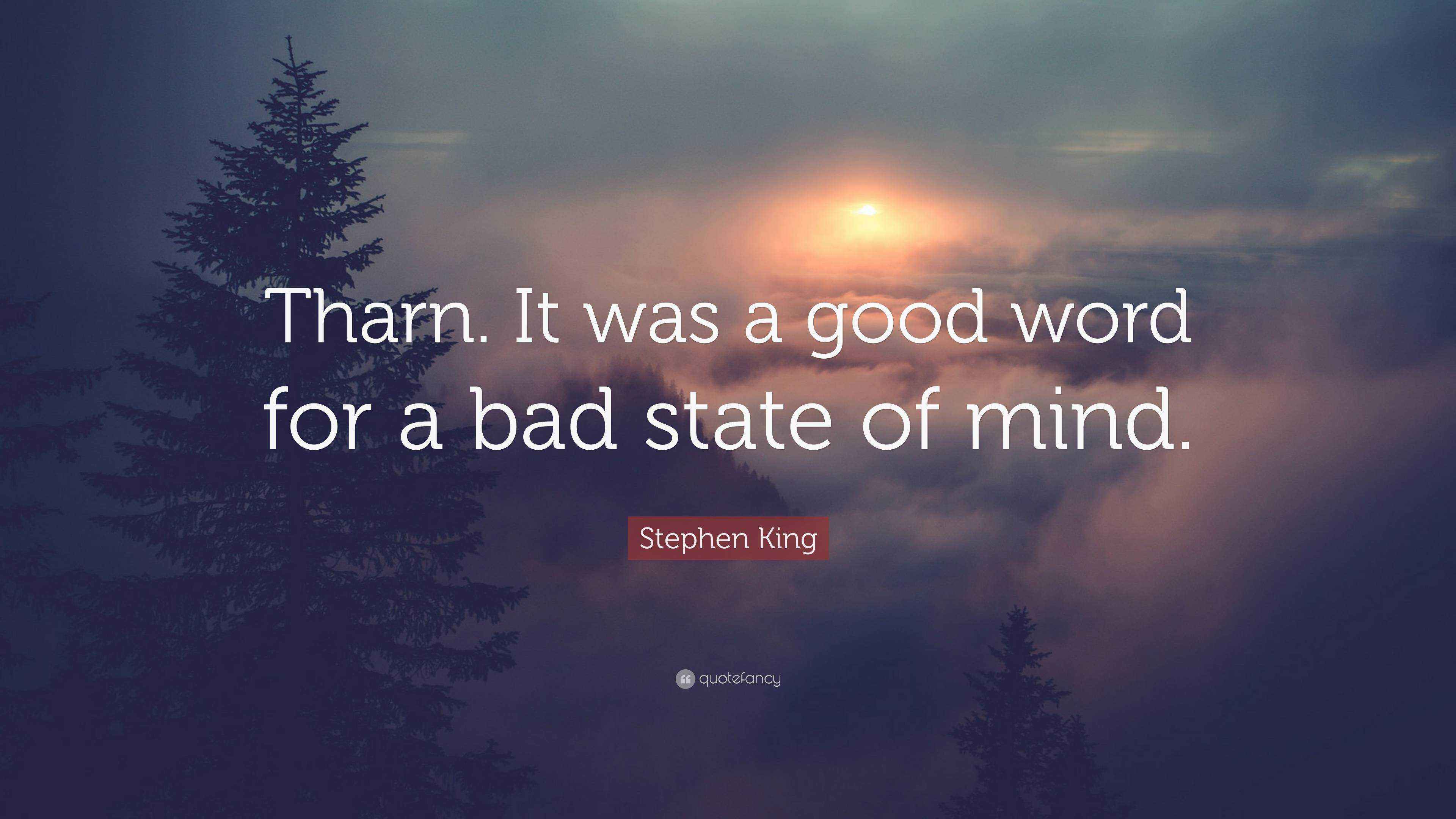 Stephen King Quote: “Tharn. It was a good word for a bad state of mind.”