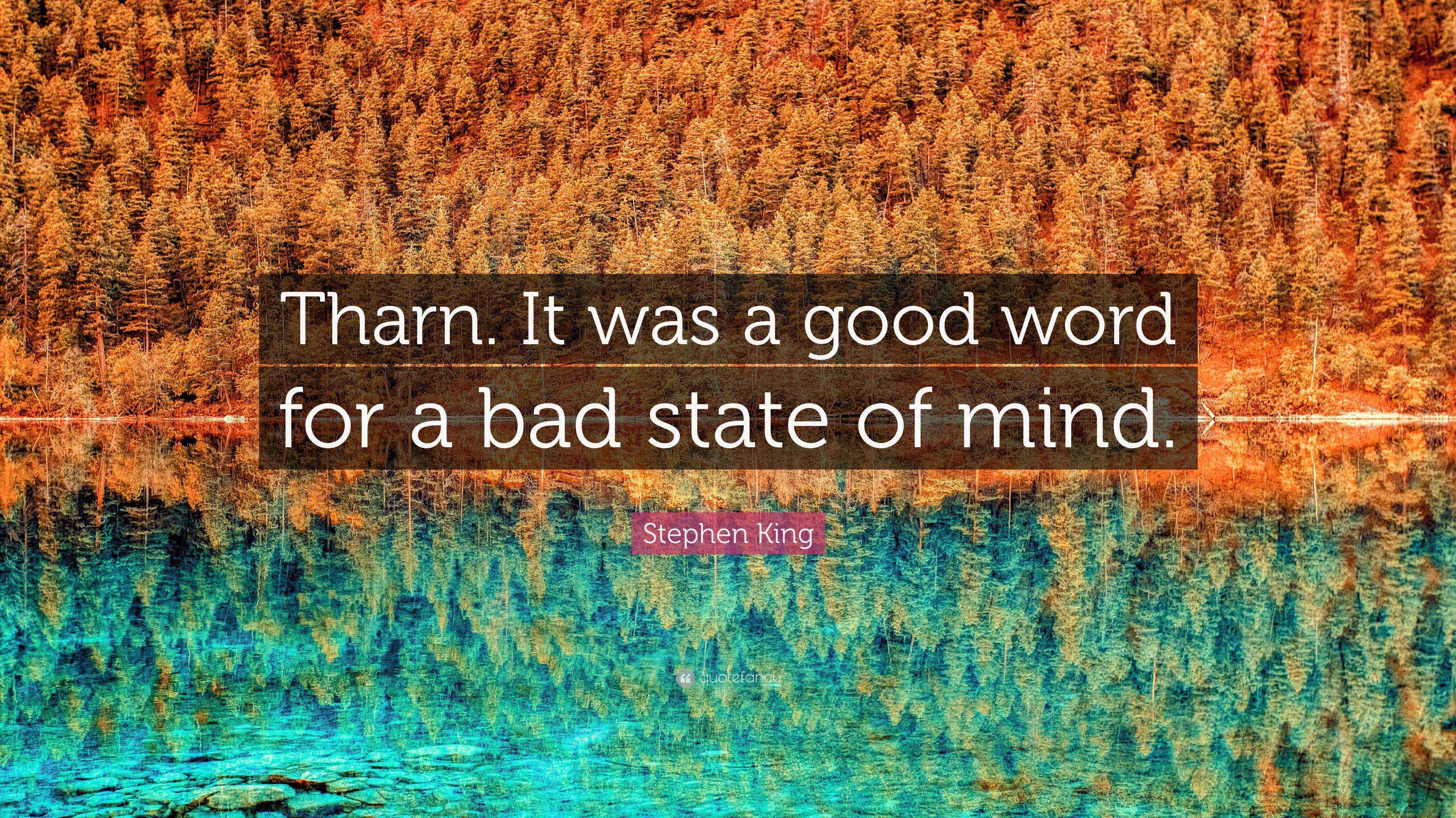 Stephen King Quote: “Tharn. It was a good word for a bad state of mind.”