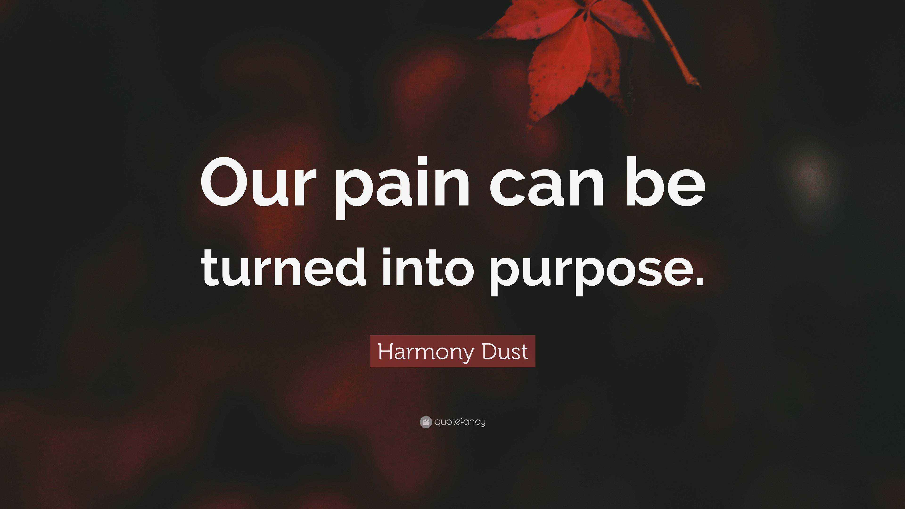 Harmony Dust Quote: “Our pain can be turned into purpose.”