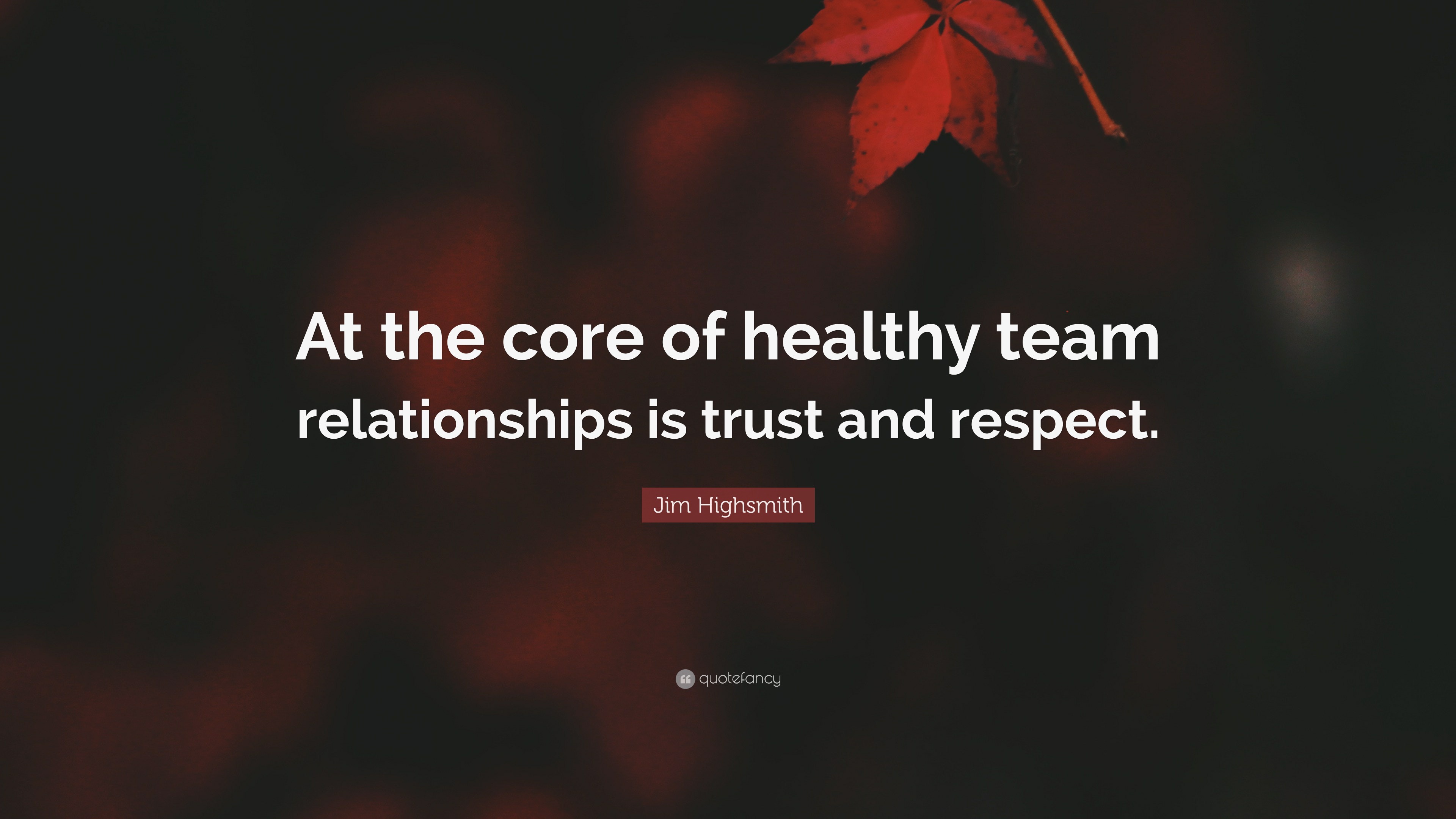 Jim Highsmith Quote: “At the core of healthy team relationships is ...