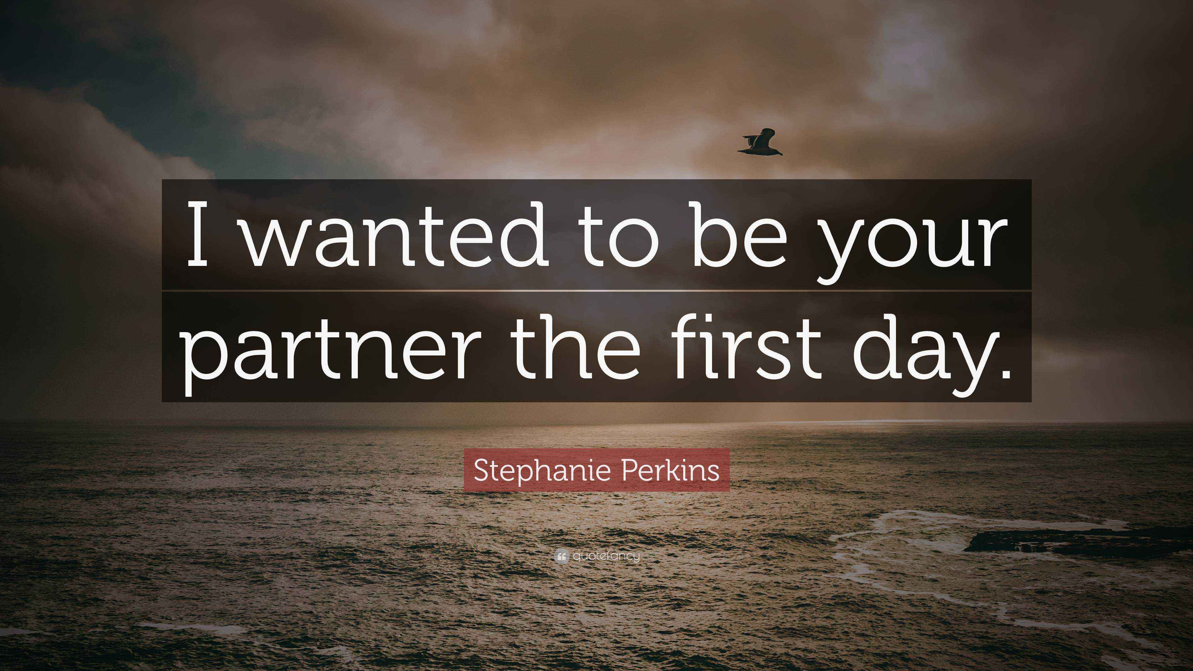 Stephanie Perkins Quote: “I wanted to be your partner the first day.”