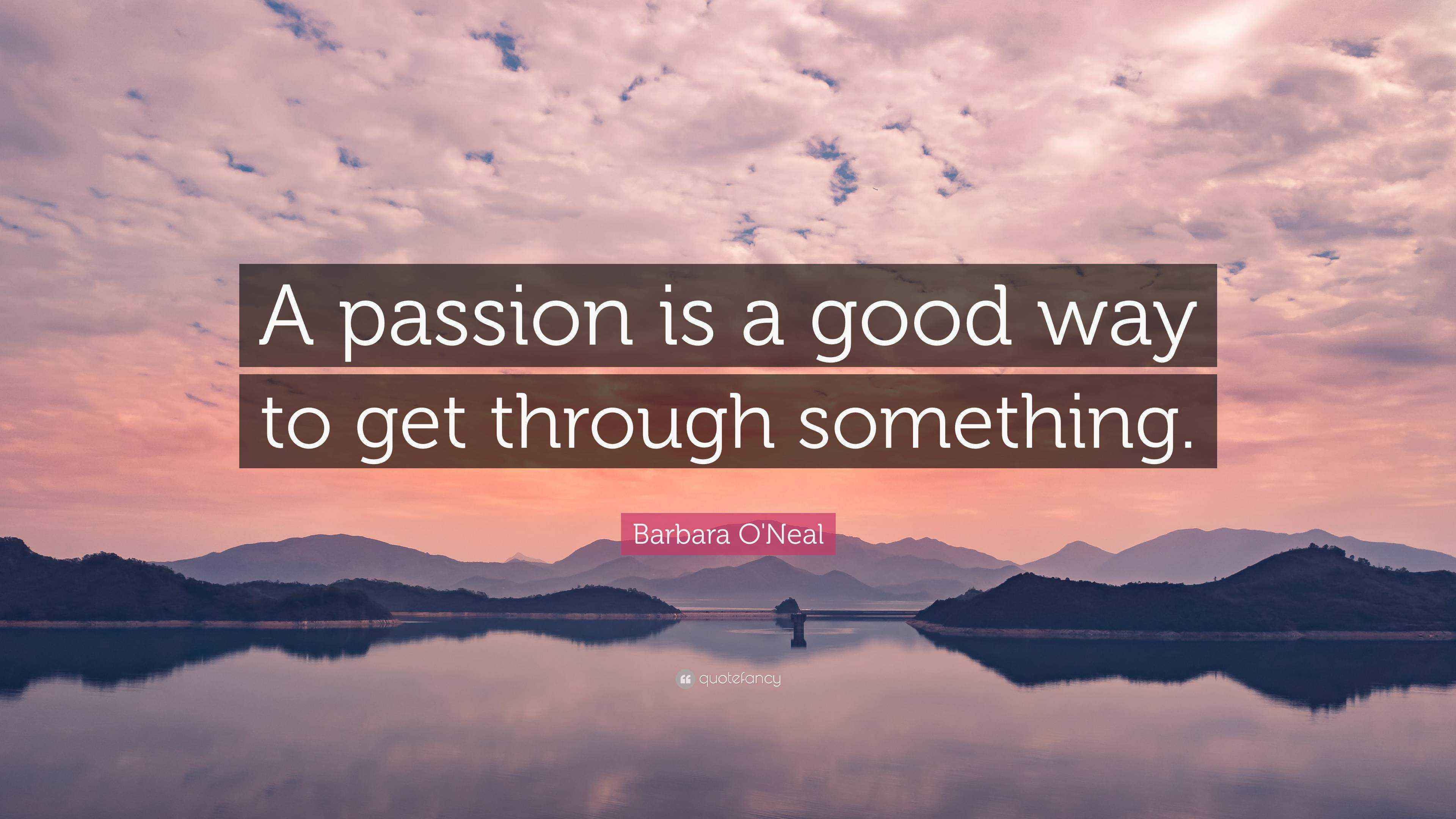 Barbara O'Neal Quote: “A passion is a good way to get through something.”