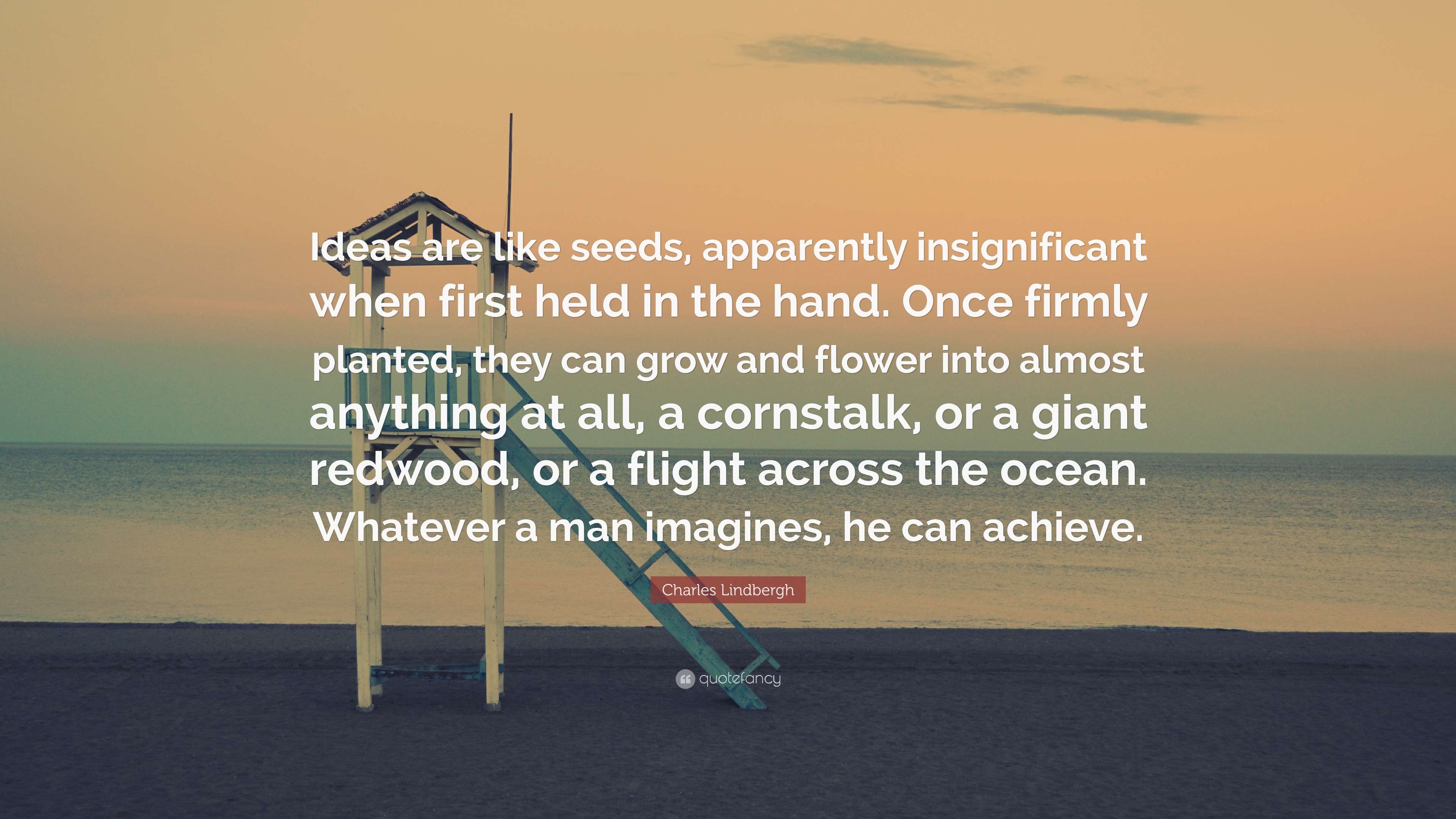 Charles Lindbergh Quote: “Ideas are like seeds, apparently ...