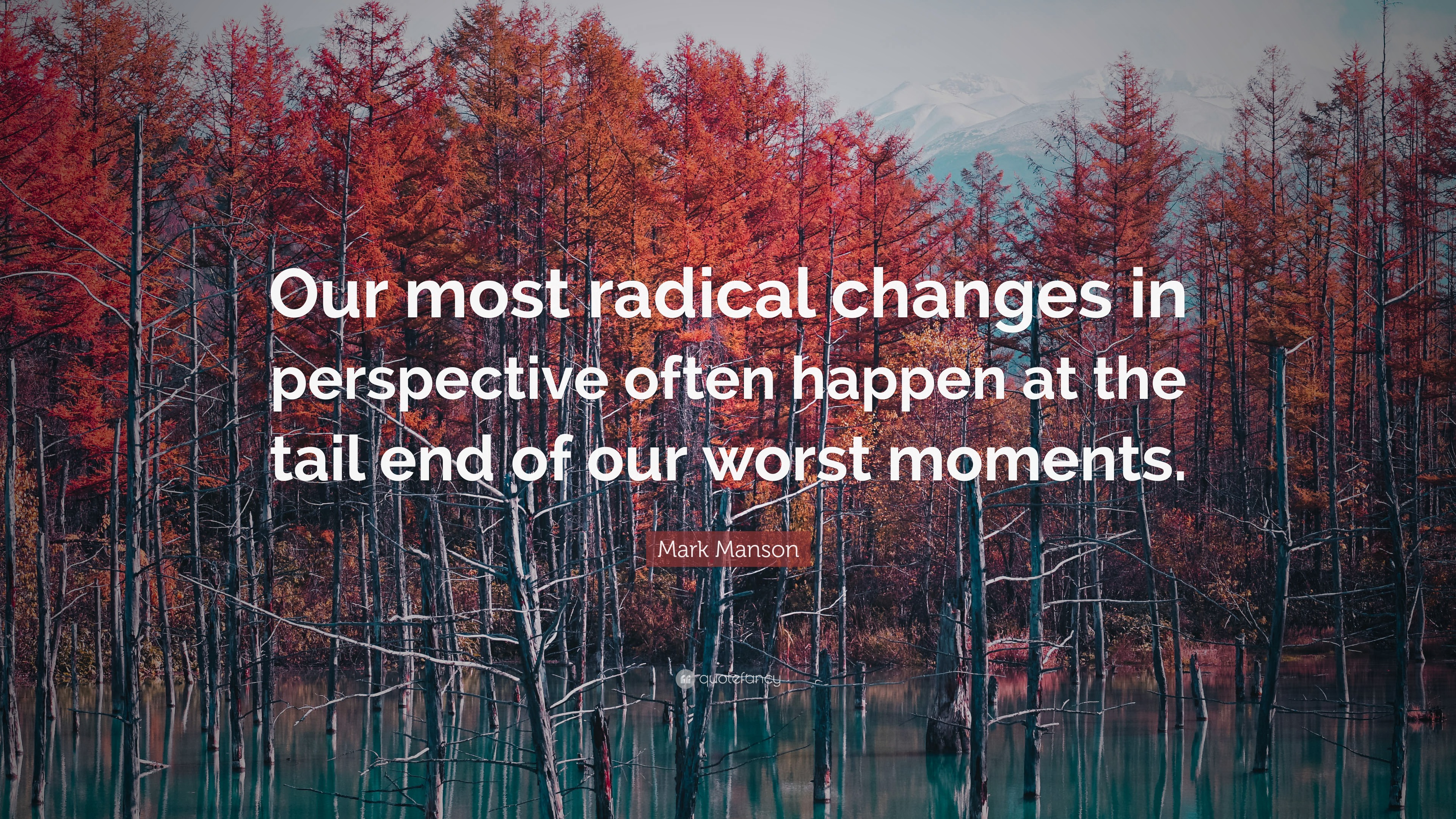Mark Manson Quote: “Our most radical changes in perspective often ...