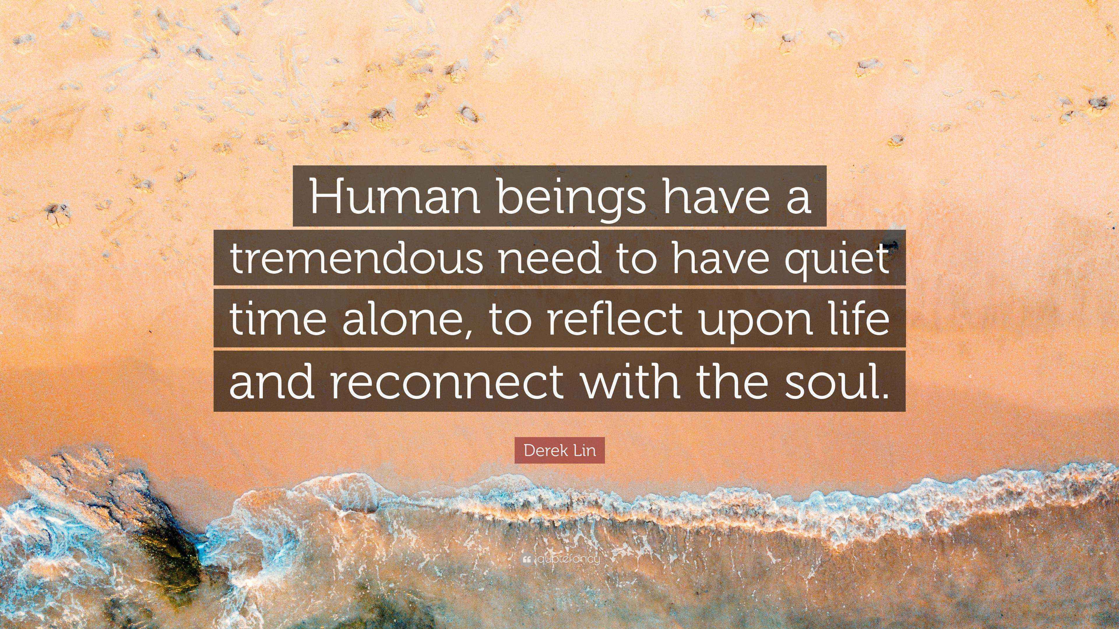 Derek Lin Quote: “Human beings have a tremendous need to have quiet ...