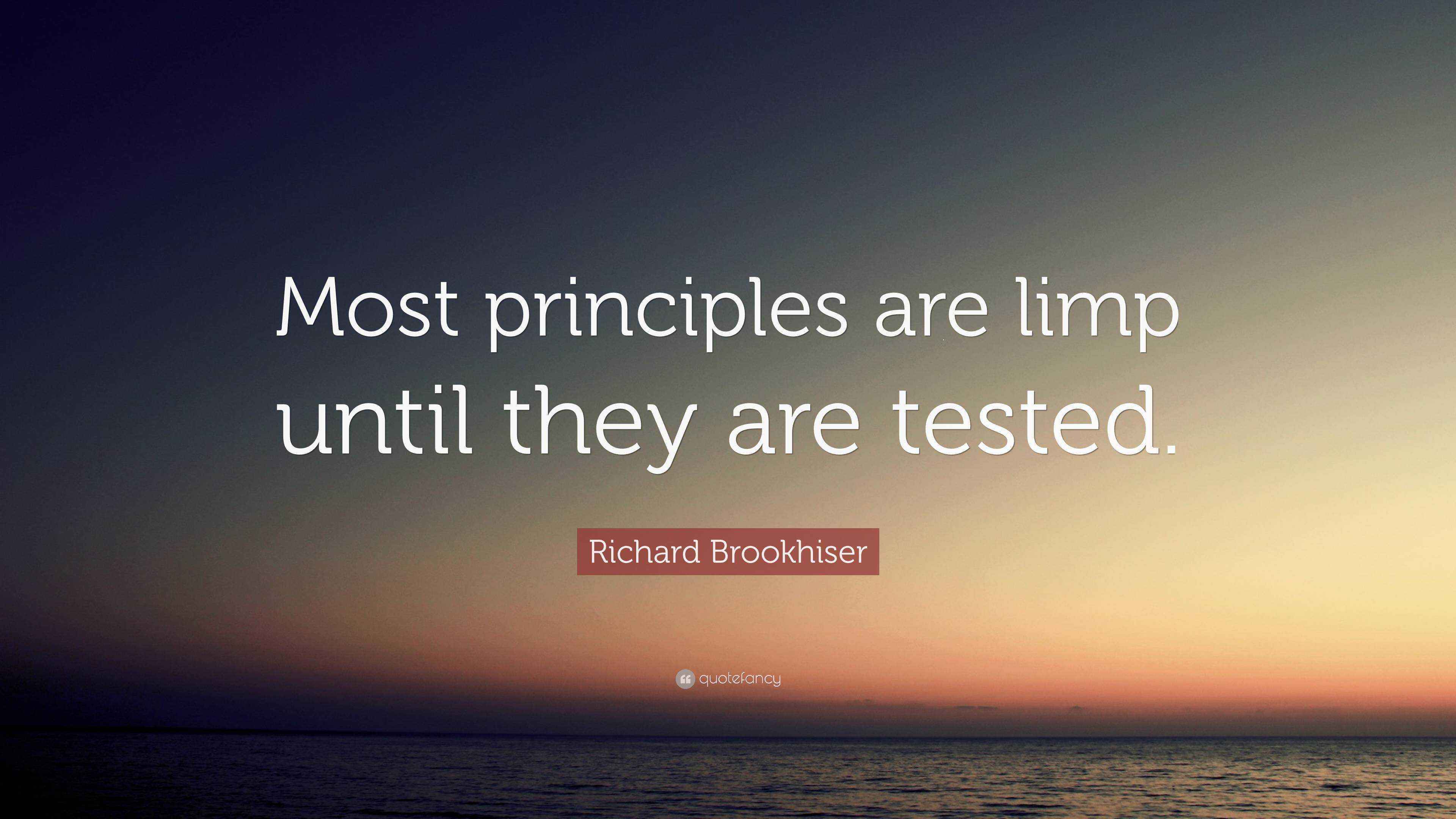 Richard Brookhiser Quote: “Most principles are limp until they are tested.”