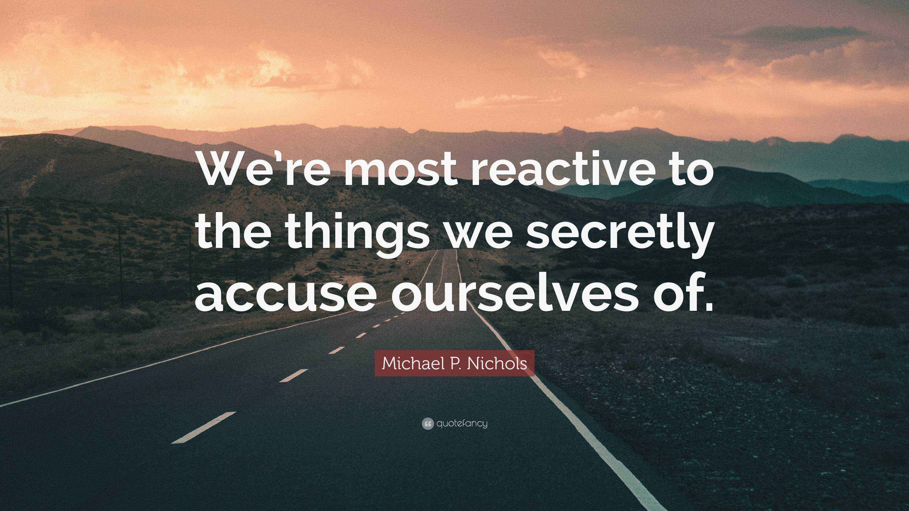 Michael P. Nichols Quote: “We’re most reactive to the things we ...