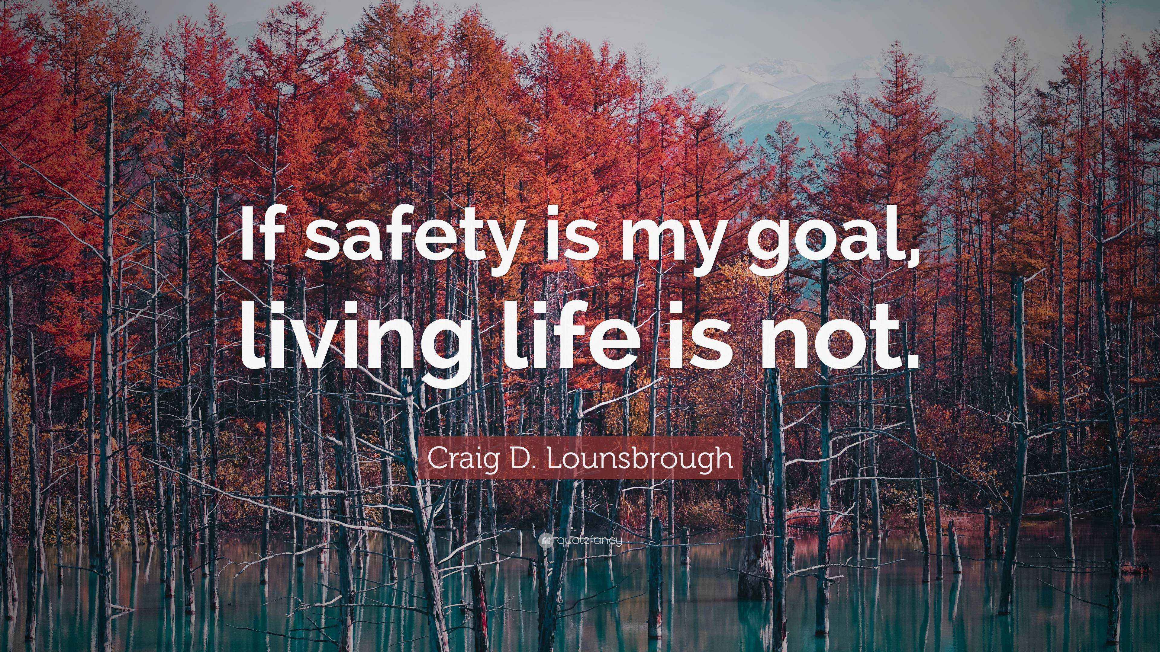 Craig D. Lounsbrough Quote: “If safety is my goal, living life is not.”