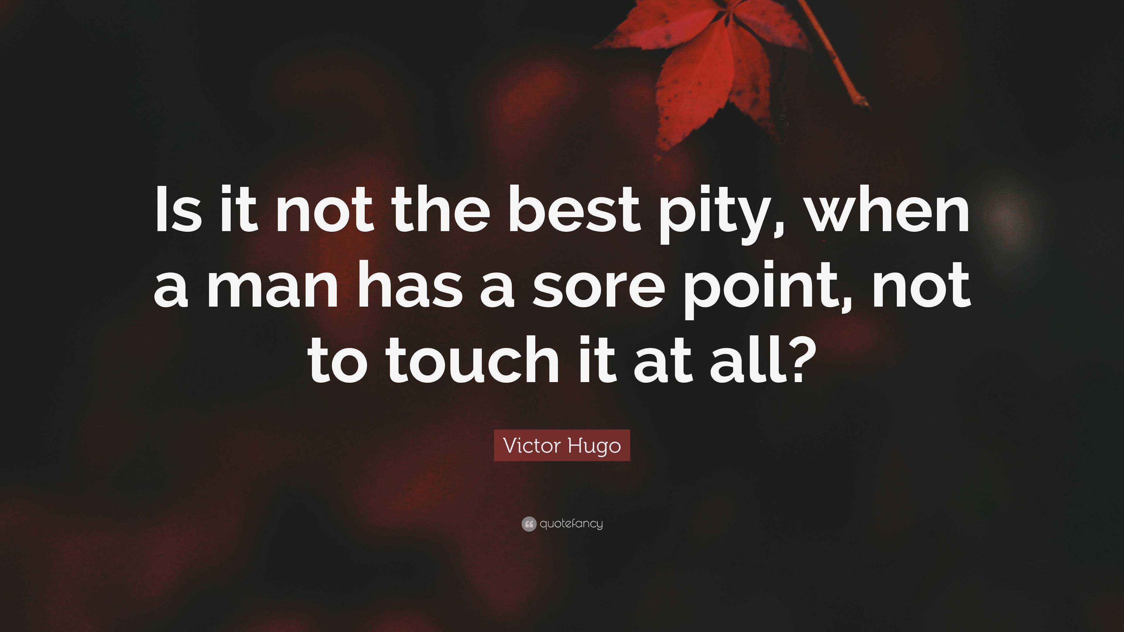 Victor Hugo Quote: “Is it not the best pity, when a man has a sore ...