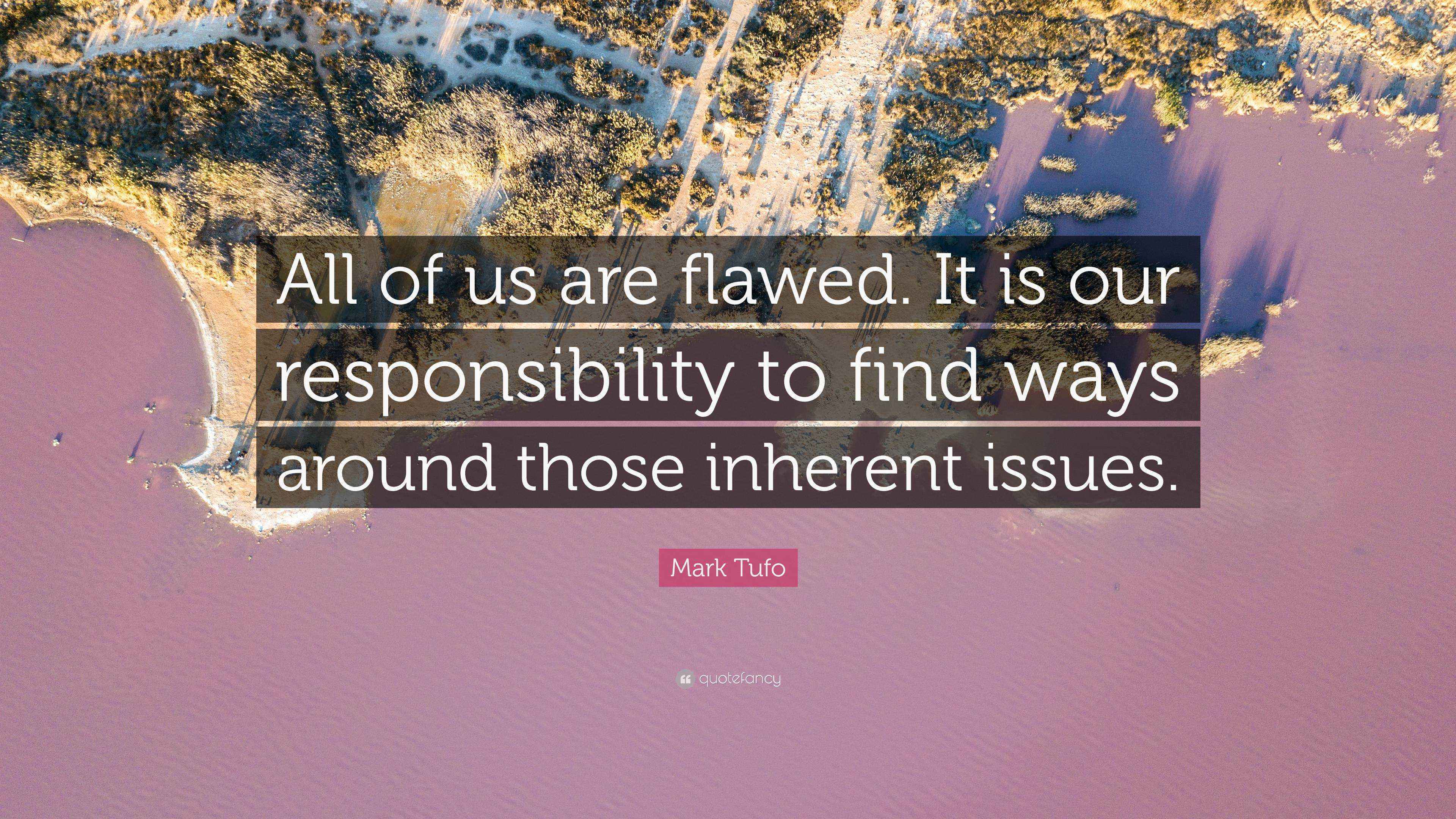 Mark Tufo Quote: “All of us are flawed. It is our responsibility to ...