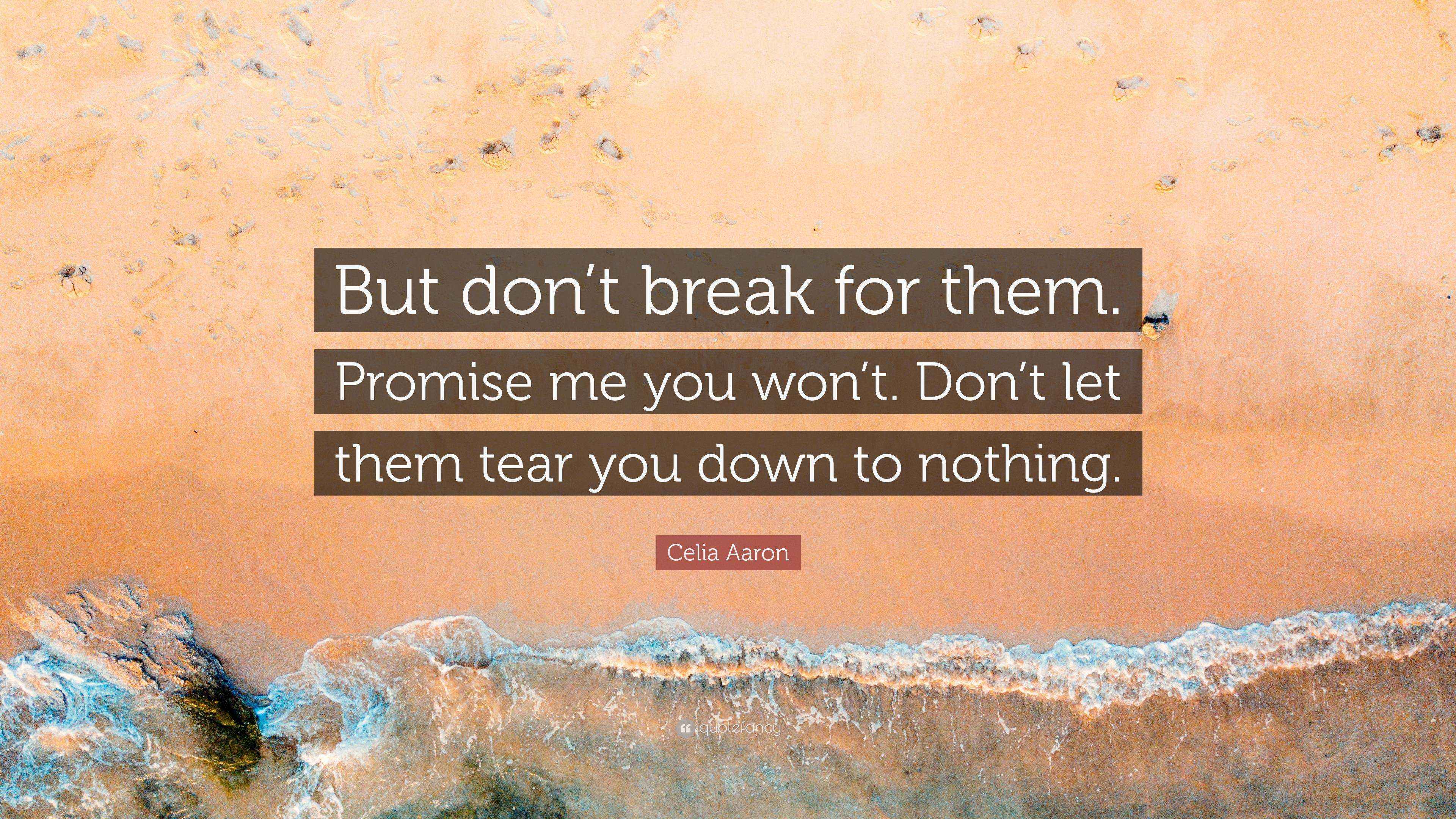 Celia Aaron Quote: “But don’t break for them. Promise me you won’t. Don ...