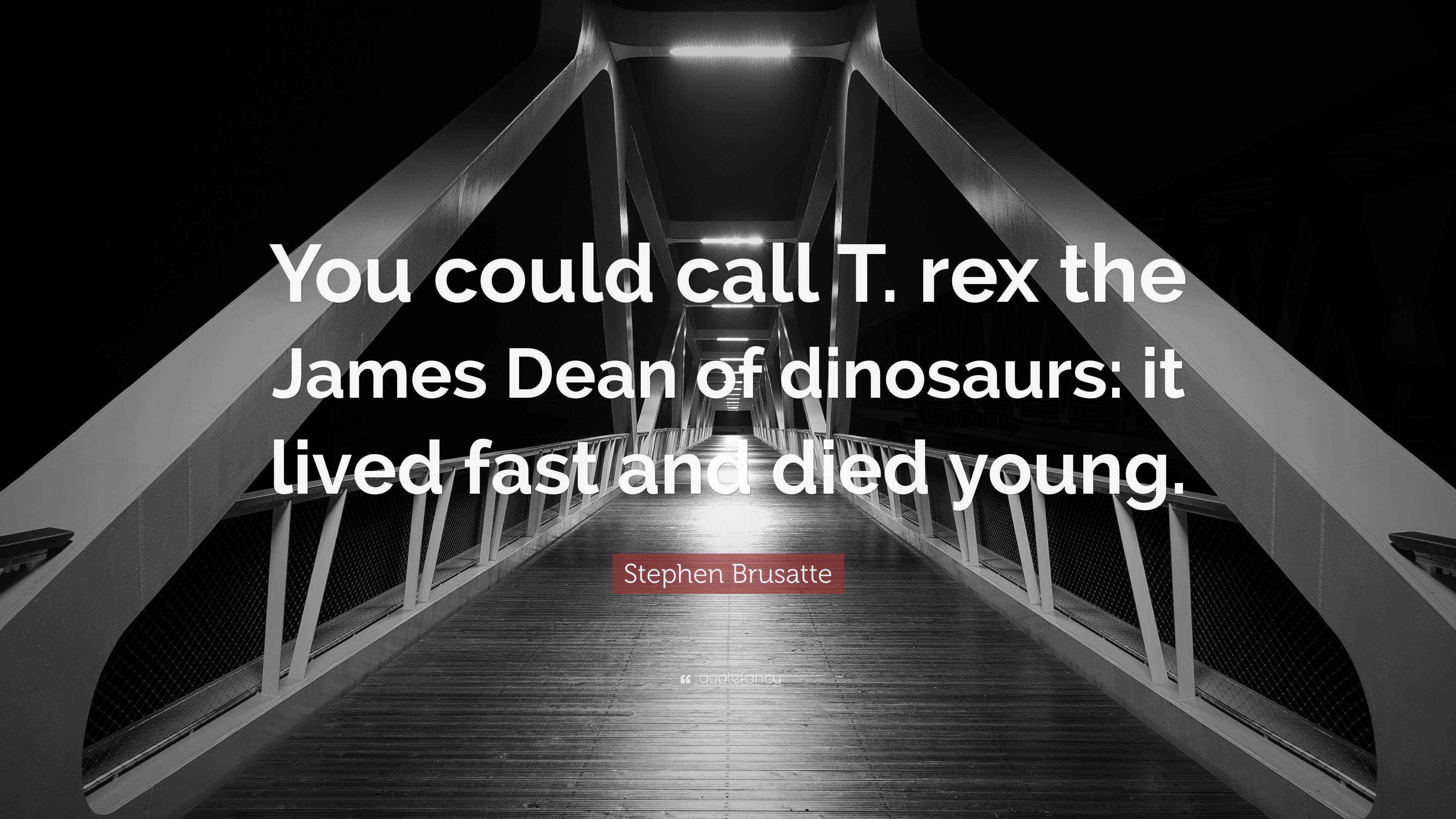 Stephen Brusatte Quote: “You could call T. rex the James Dean of ...