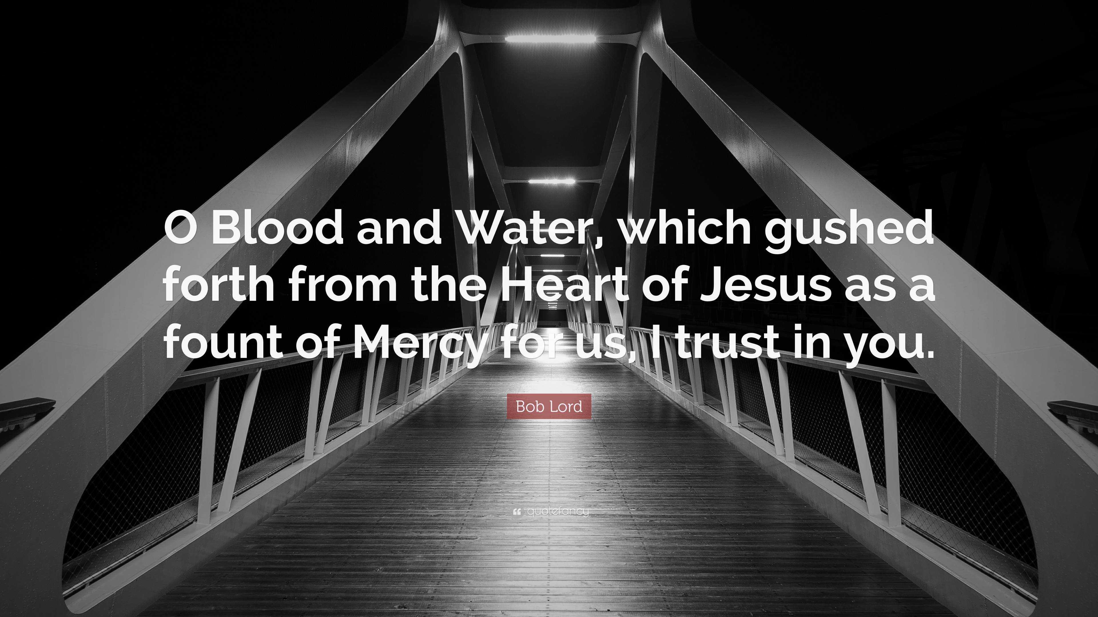 Bob Lord Quote: “O Blood and Water, which gushed forth from the Heart ...