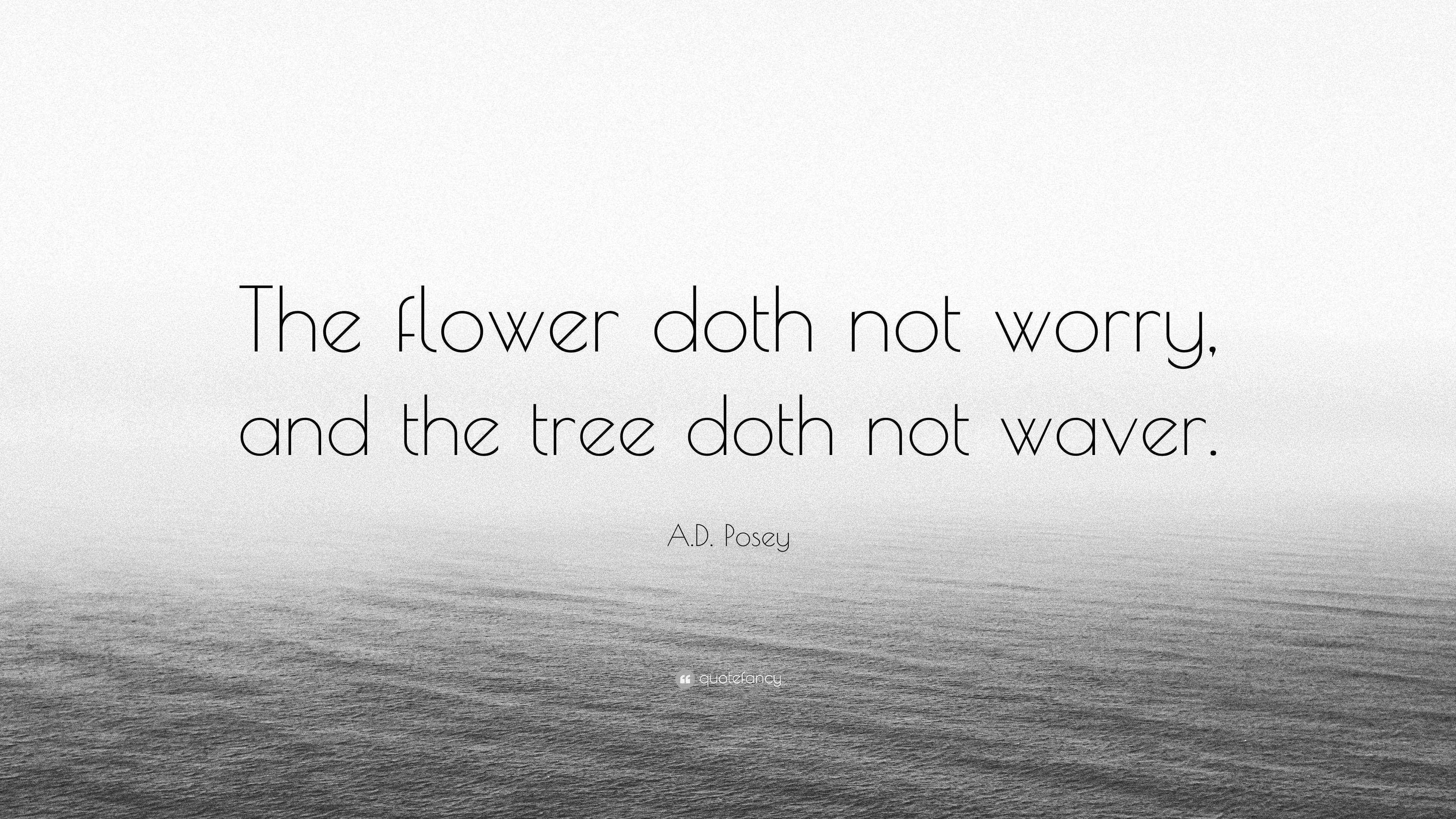 A.D. Posey Quote: “The flower doth not worry, and the tree doth not waver.”