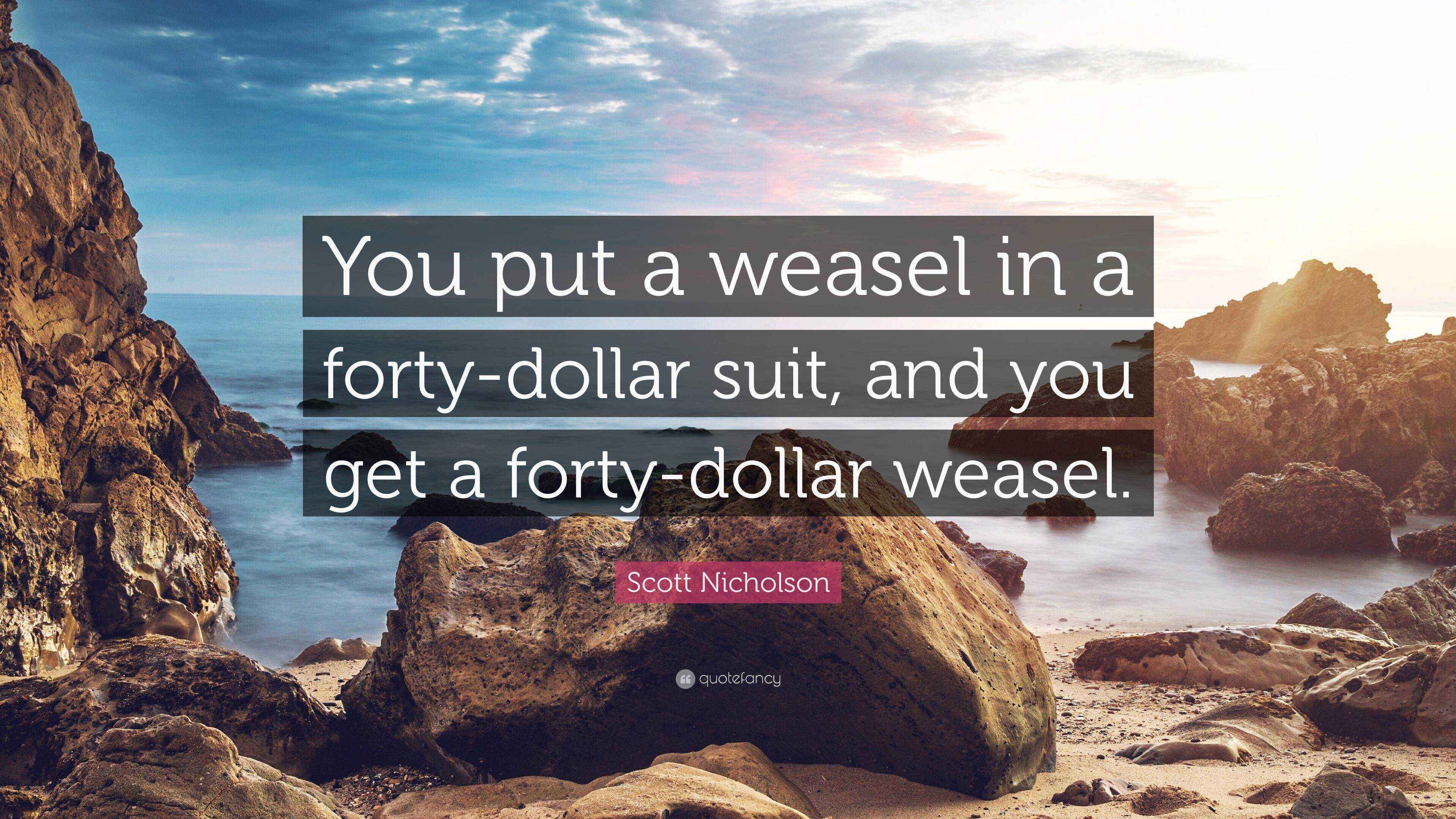 Scott Nicholson Quote: “You put a weasel in a forty-dollar suit, and ...