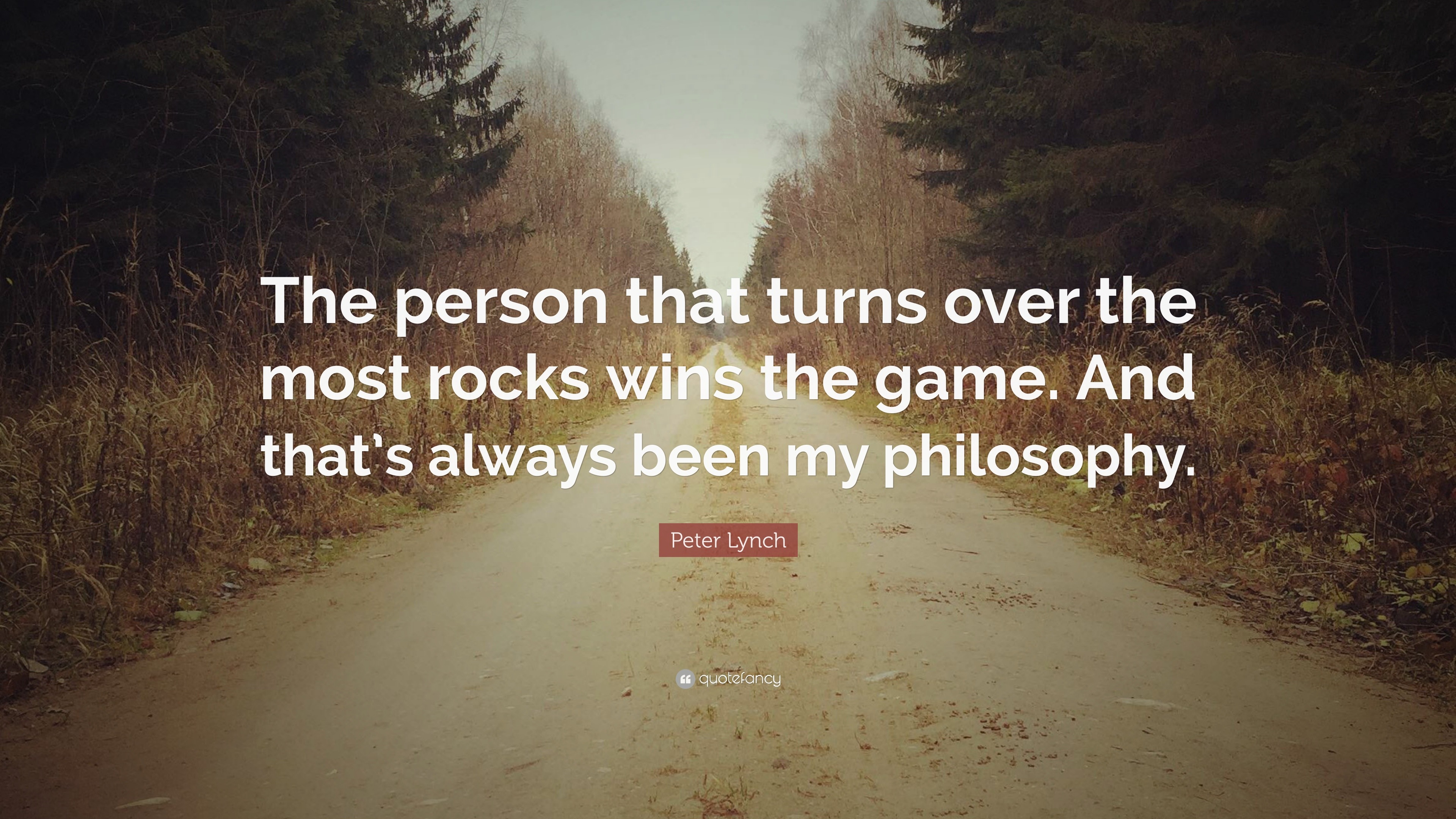 Peter Lynch Quote: “The person that turns over the most rocks wins the ...