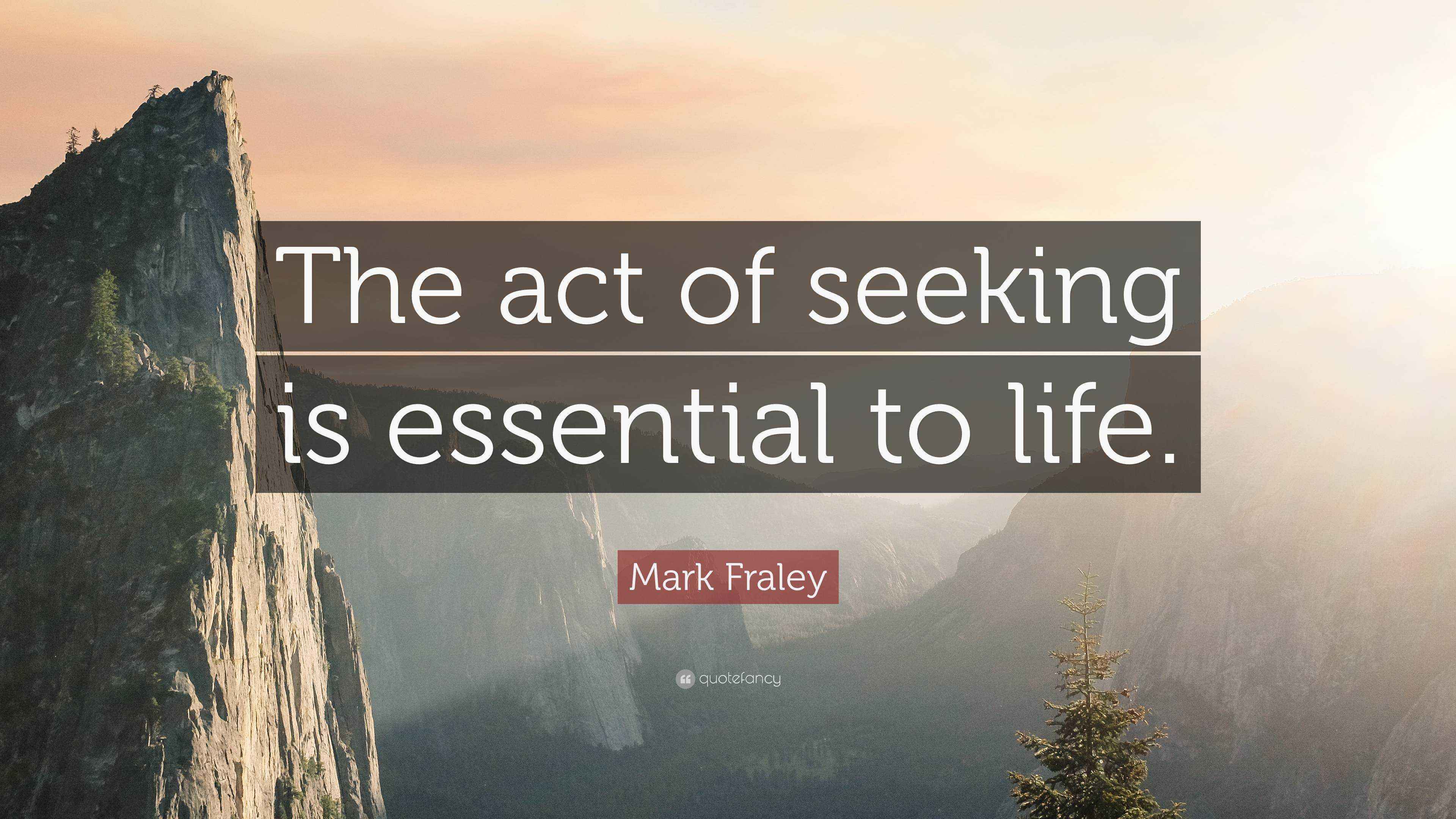 Mark Fraley Quote: “The act of seeking is essential to life.”