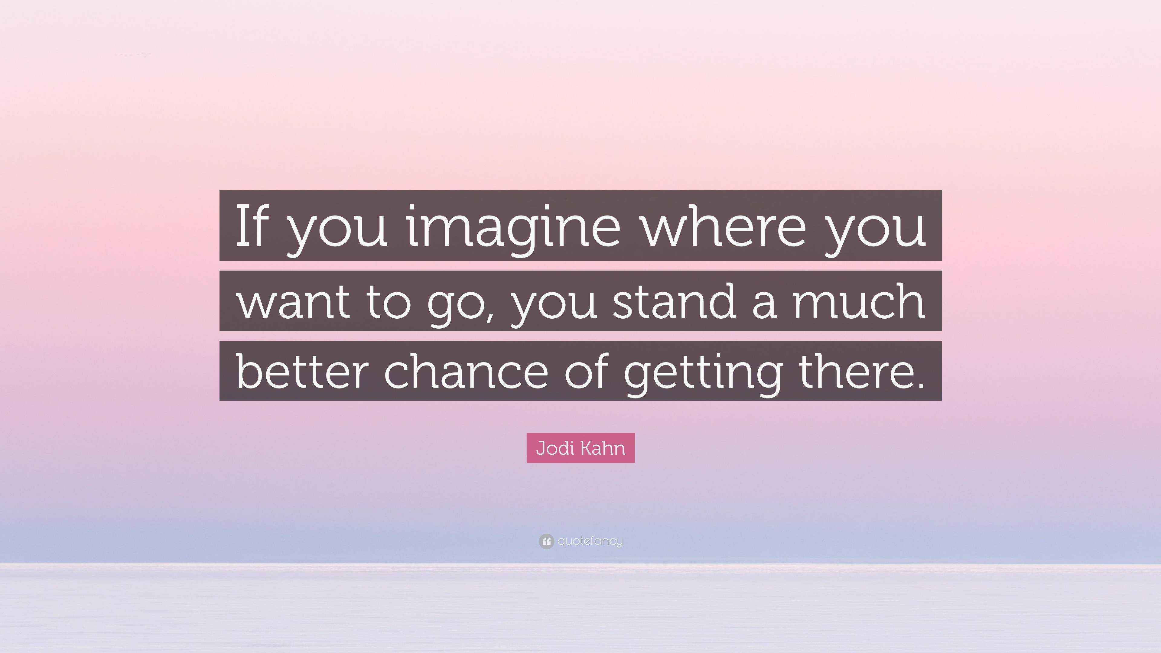 Jodi Kahn Quote: “If you imagine where you want to go, you stand a much ...