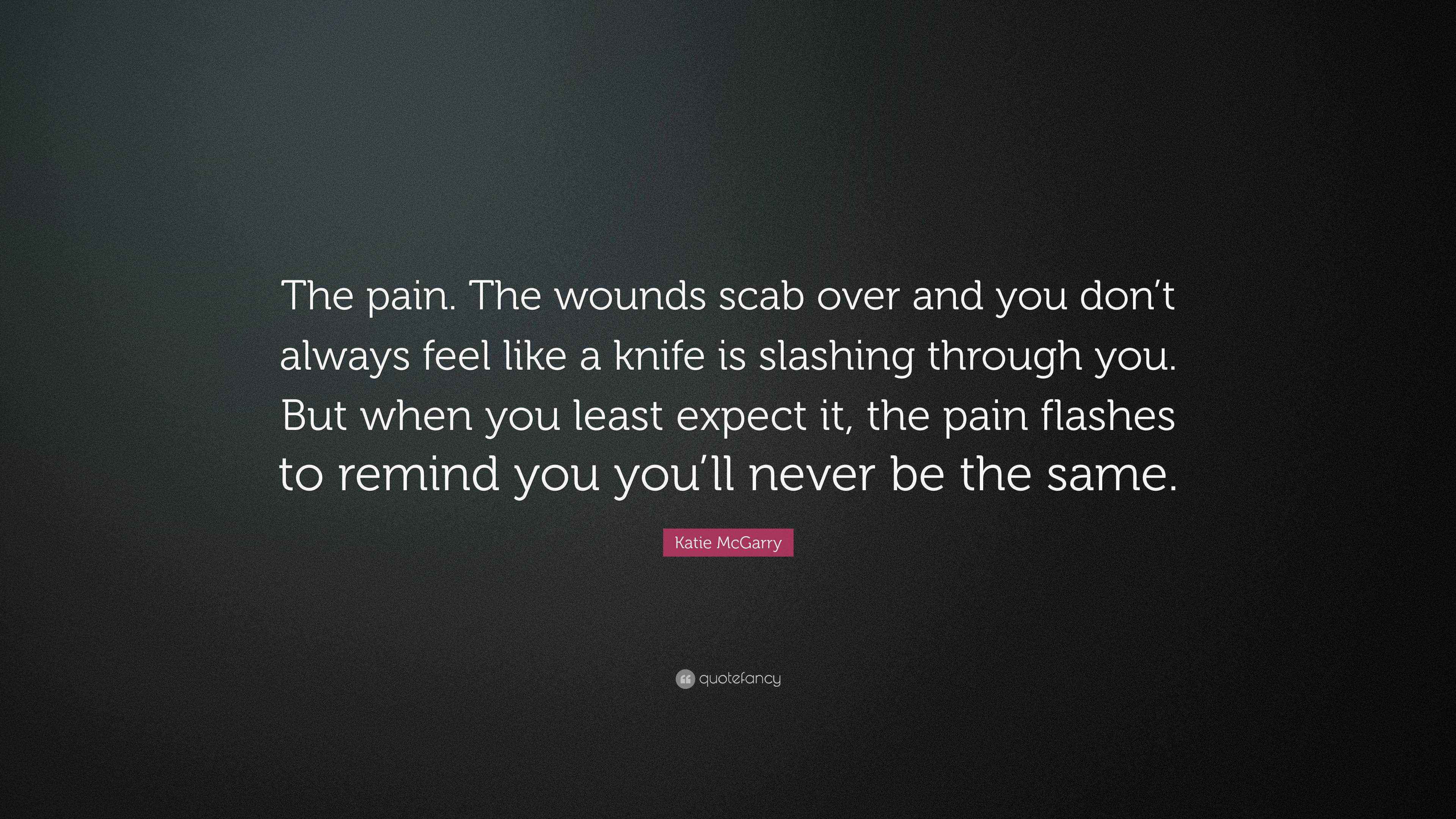 Katie McGarry Quote: “The pain. The wounds scab over and you don’t ...